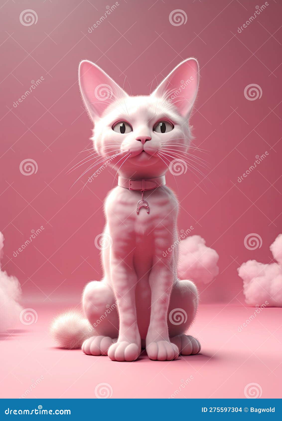 Pink Kitten Generative AI Illustration Stock Photo - Image of card ...