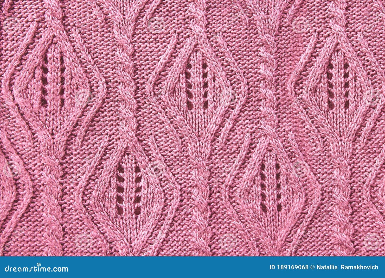 Pink Knitted Pattern with Rhombuses and Pigtails Stock Photo - Image of ...