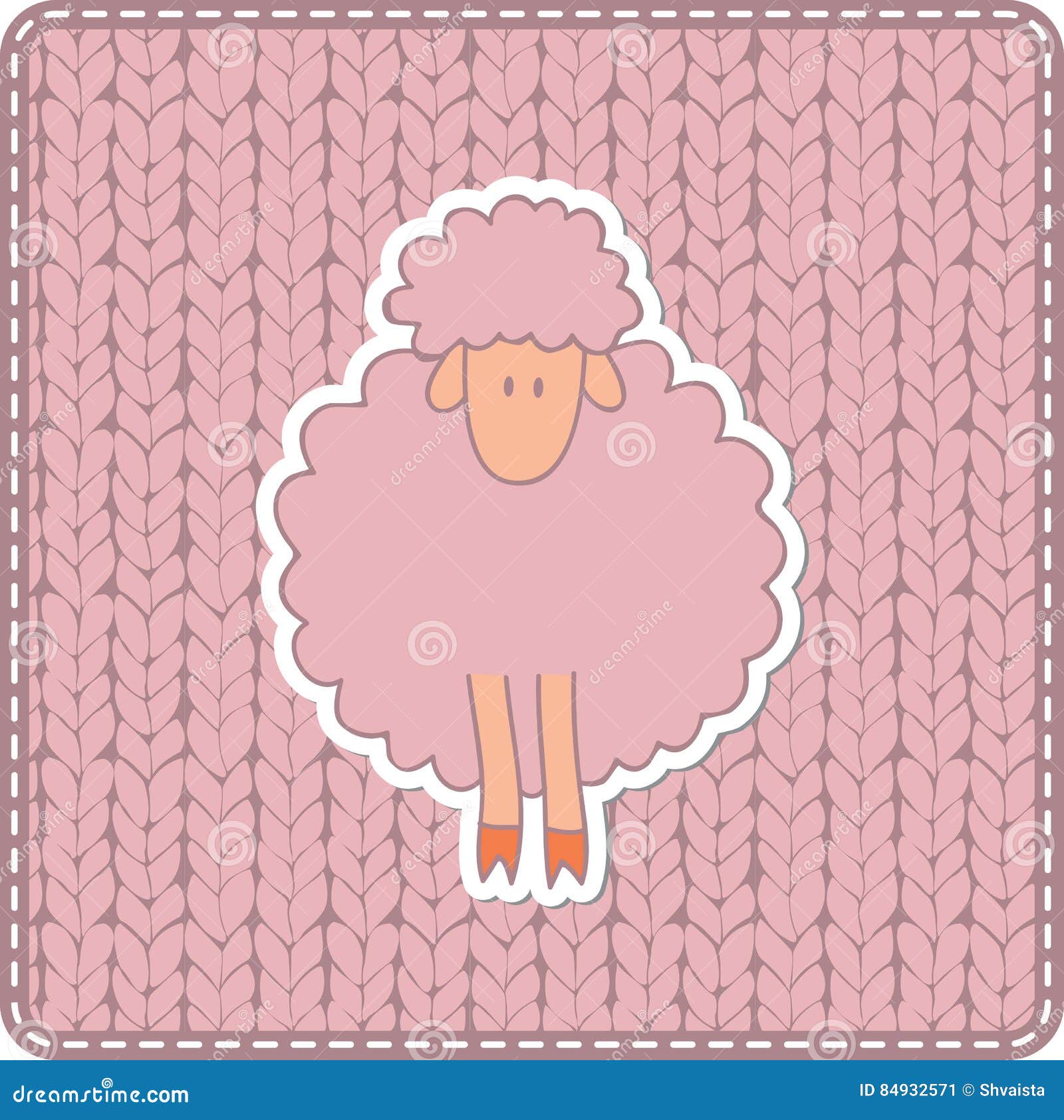 Pink Knitted Texture with Sheep. Stock Vector - Illustration of ...