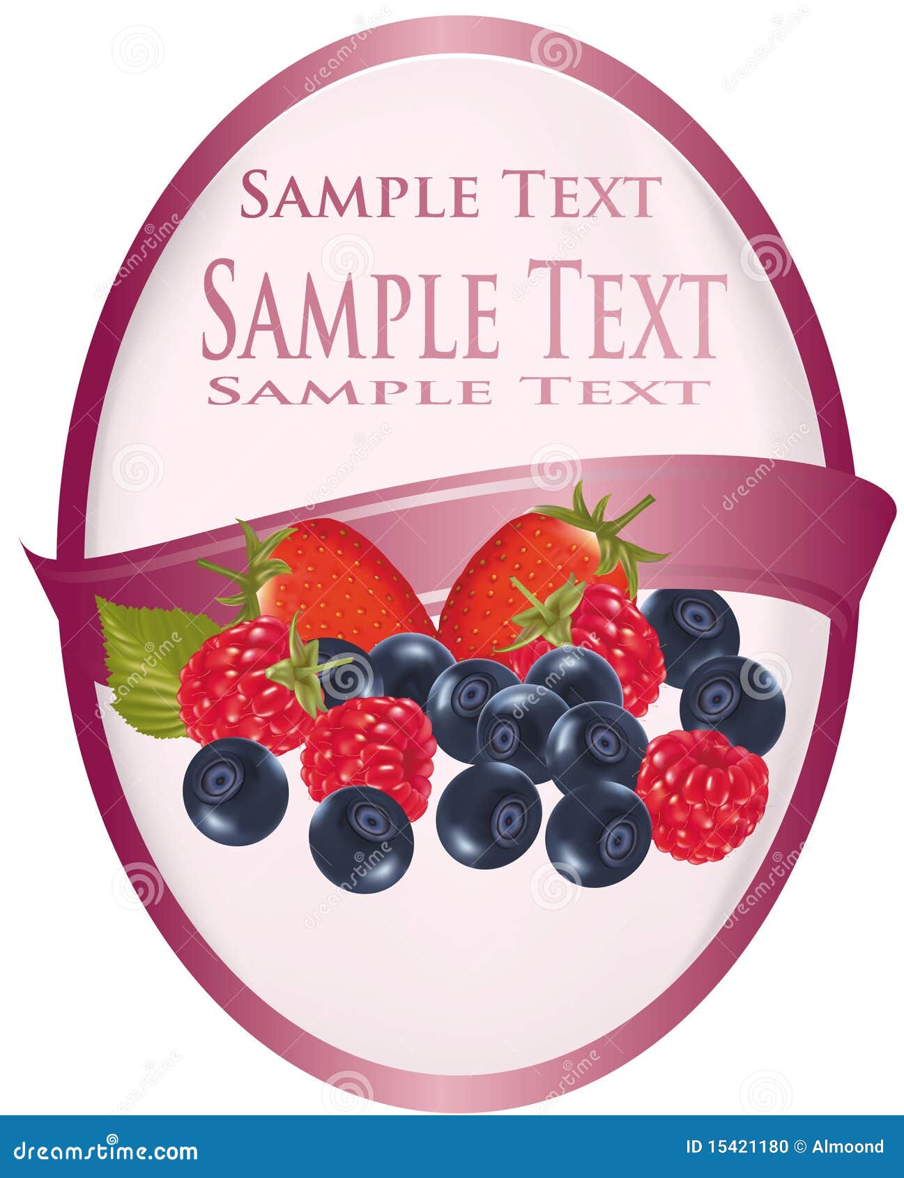 Pink Label with Group of Berries Stock Vector - Illustration of dessert ...