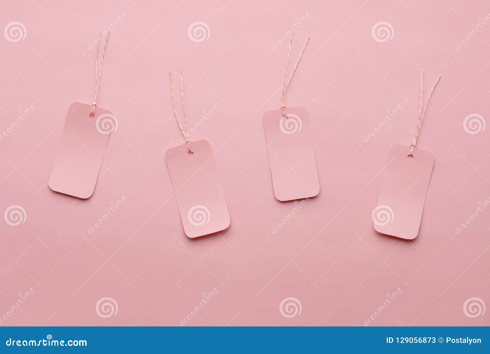 Pink Labels on Pink Colored Background. Overhead View. Stock Image ...