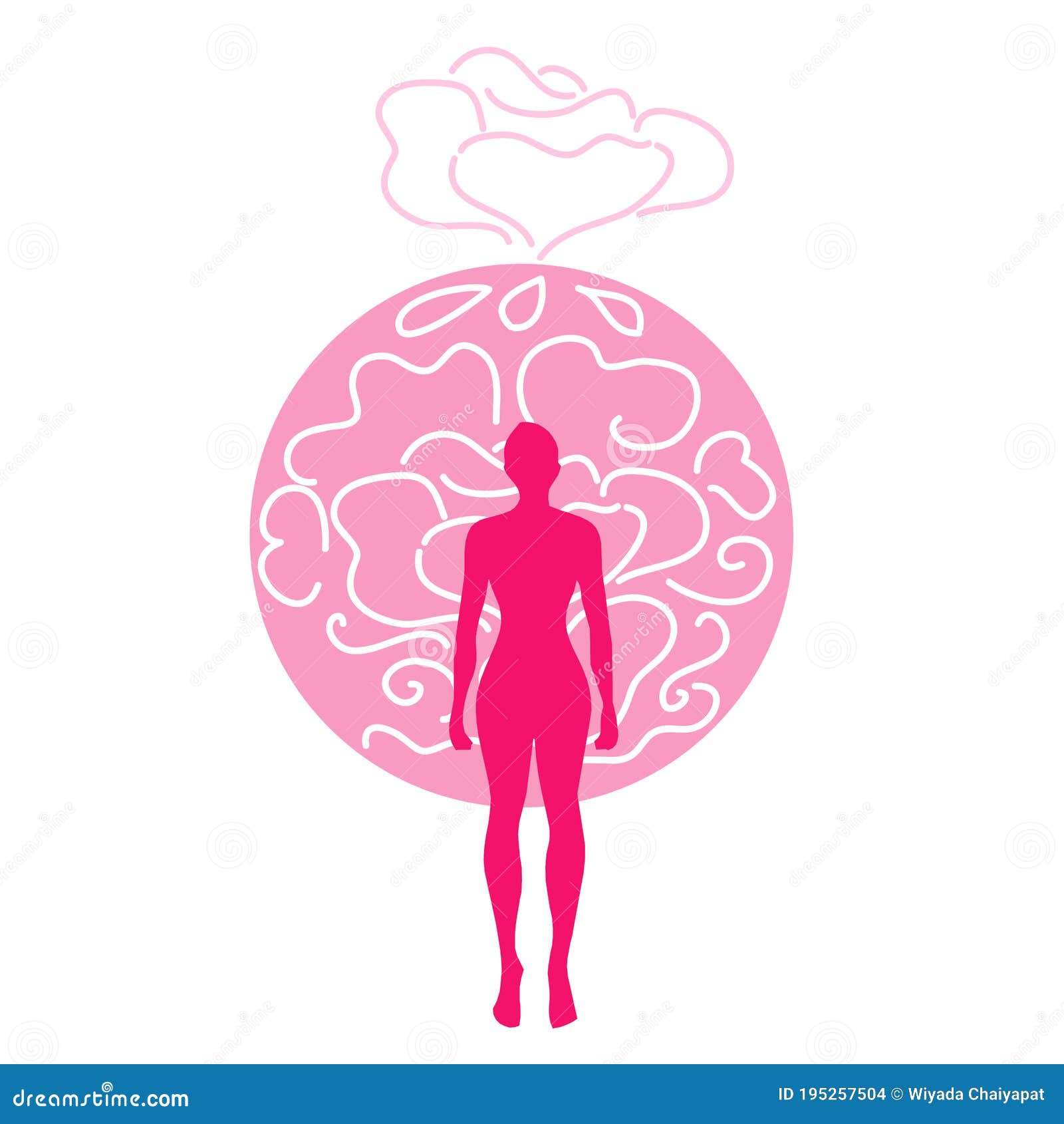 Pink Lady Shadow with Flower Pattern Stock Vector - Illustration of ...