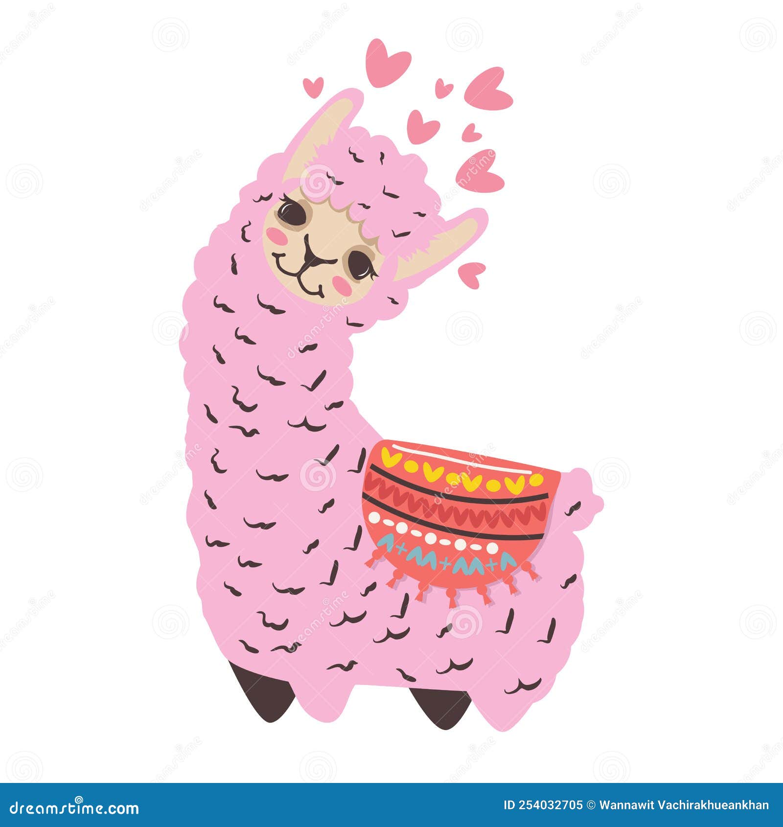 Pink Lama Alpaca Cartoon Vector Stock Vector - Illustration of animal ...