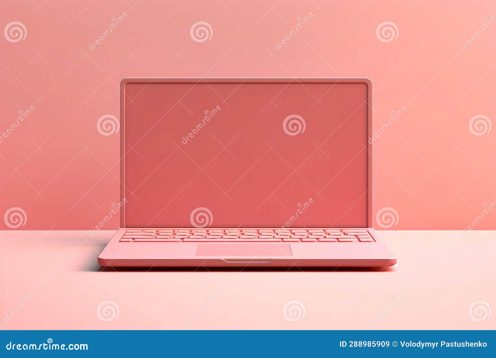 Pink Laptop Computer Sitting on Top of Table Next To Pink Wall ...