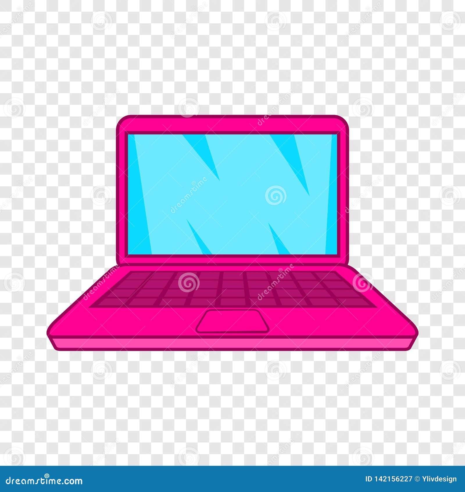 Pink Laptop Icon in Cartoon Style Stock Vector - Illustration of office ...
