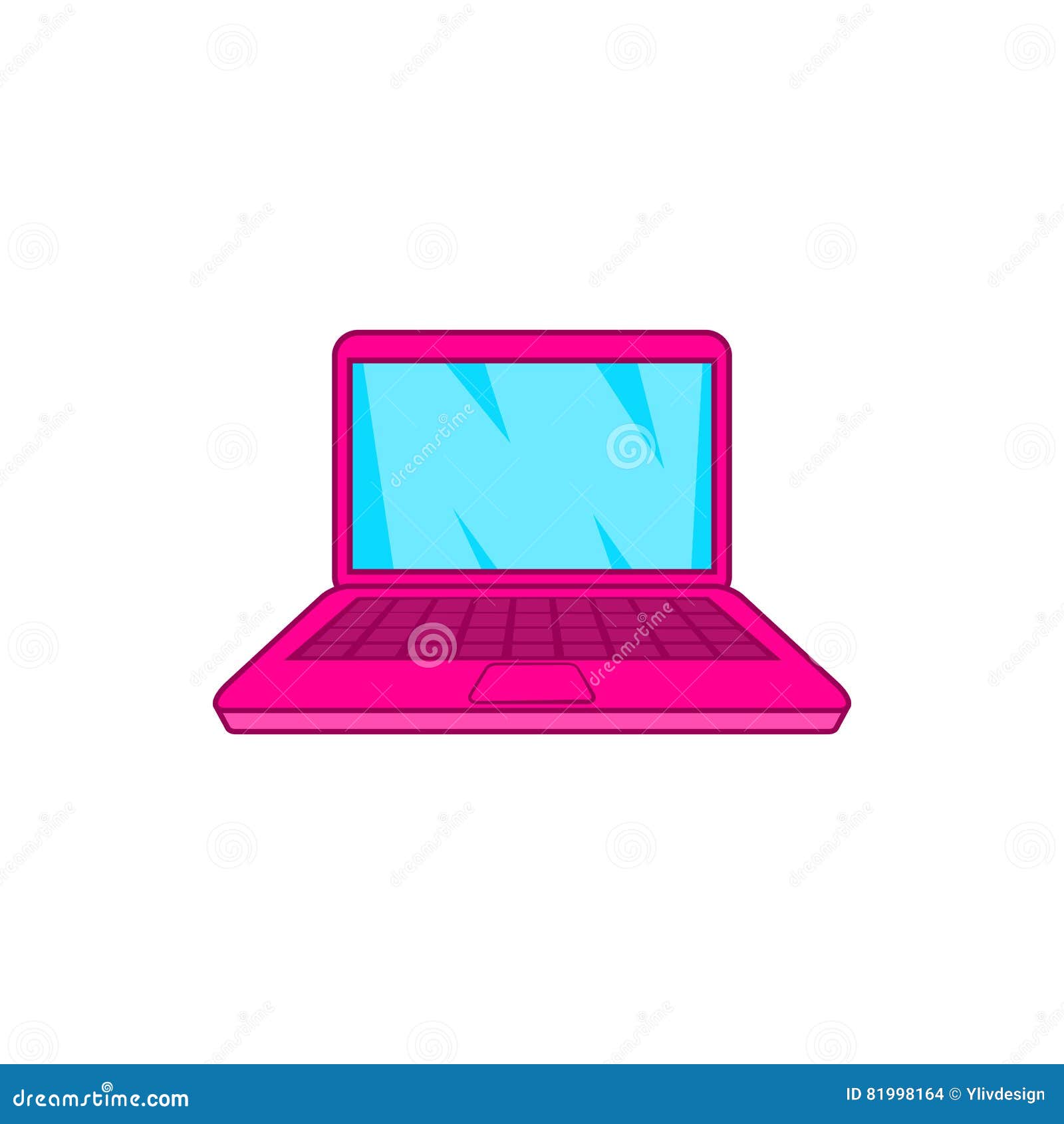 Pink Laptop Icon in Cartoon Style Stock Vector - Illustration of ...