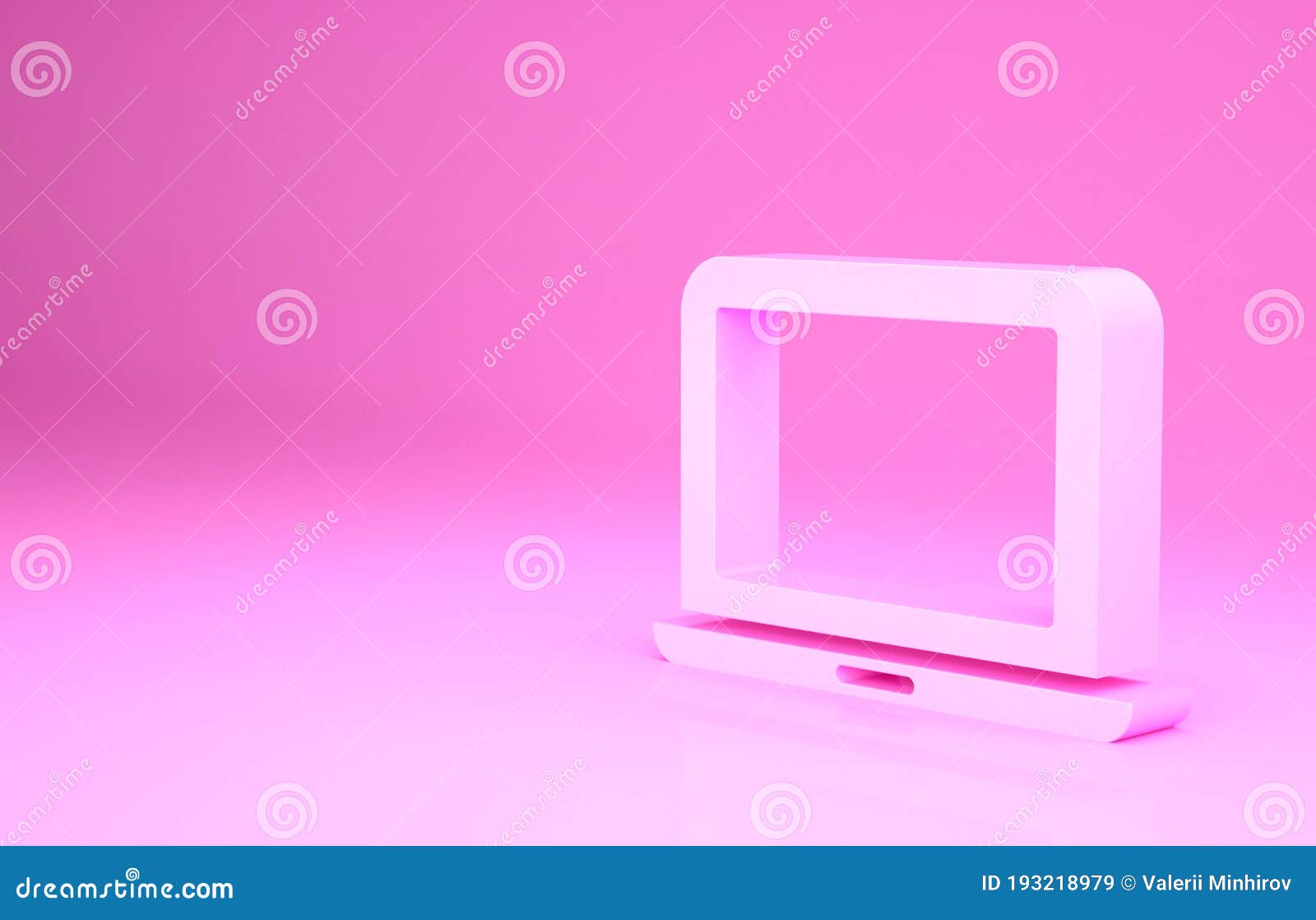 Pink Laptop Icon Isolated on Pink Background. Computer Notebook with ...
