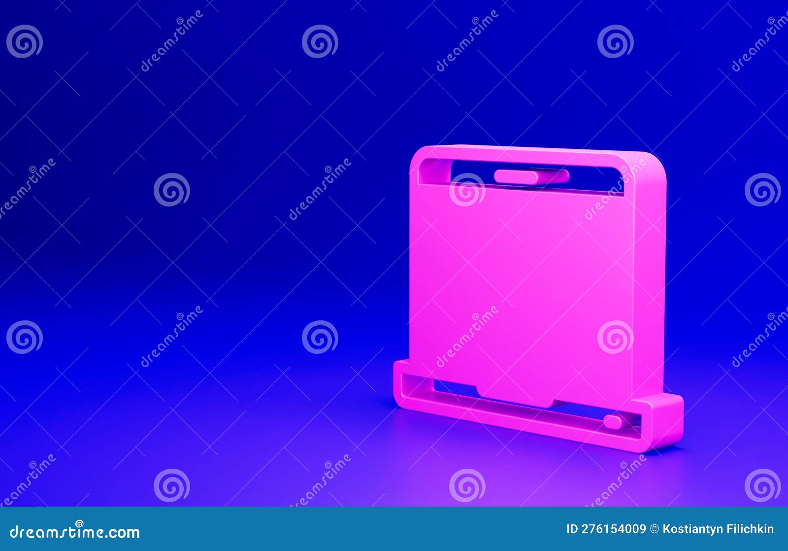 Pink Laptop Icon Isolated on Blue Background. Computer Notebook with ...