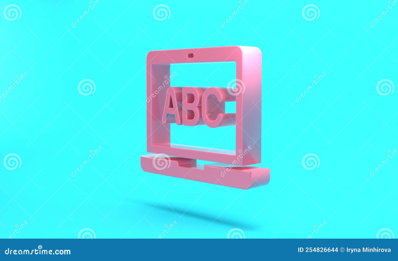 Pink Laptop Icon Isolated on Turquoise Blue Background. Computer ...