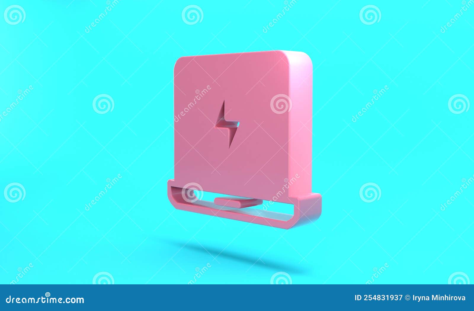 Pink Laptop Icon Isolated on Turquoise Blue Background. Computer ...