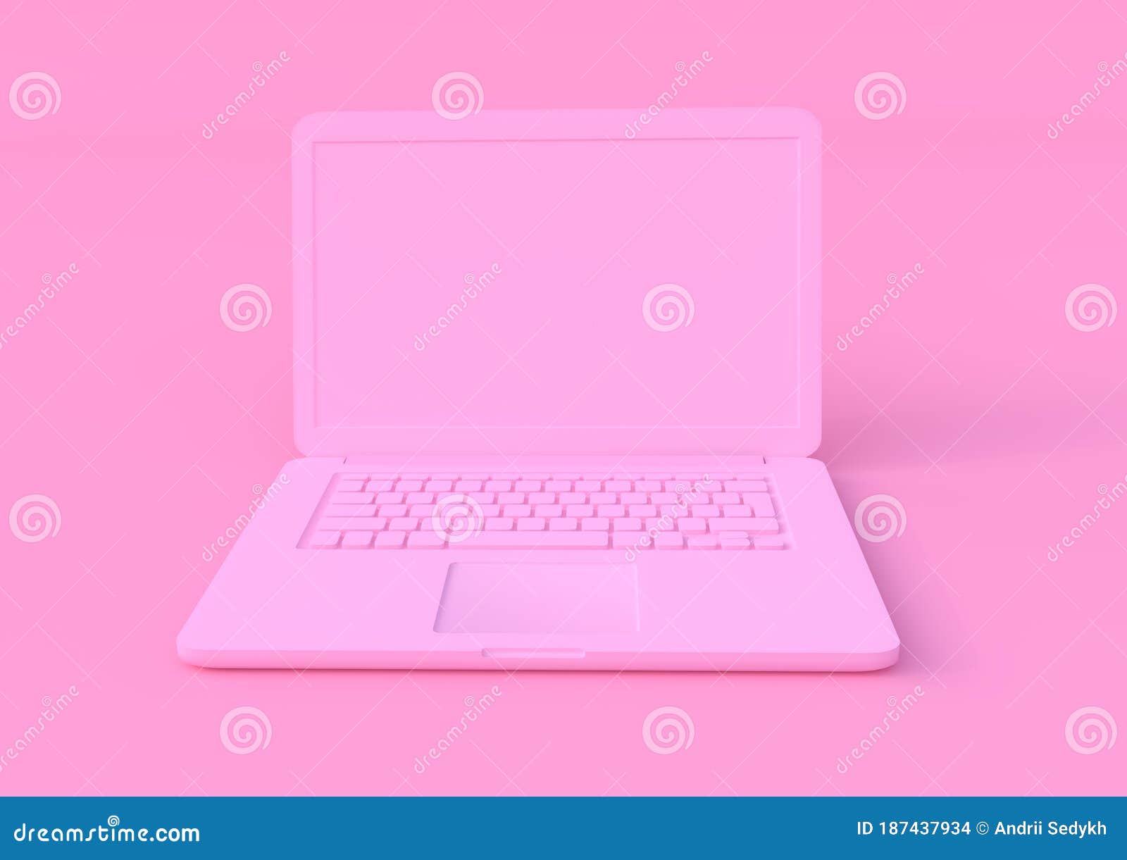 Pink Laptop Isolated on a Pink Background Stock Illustration ...