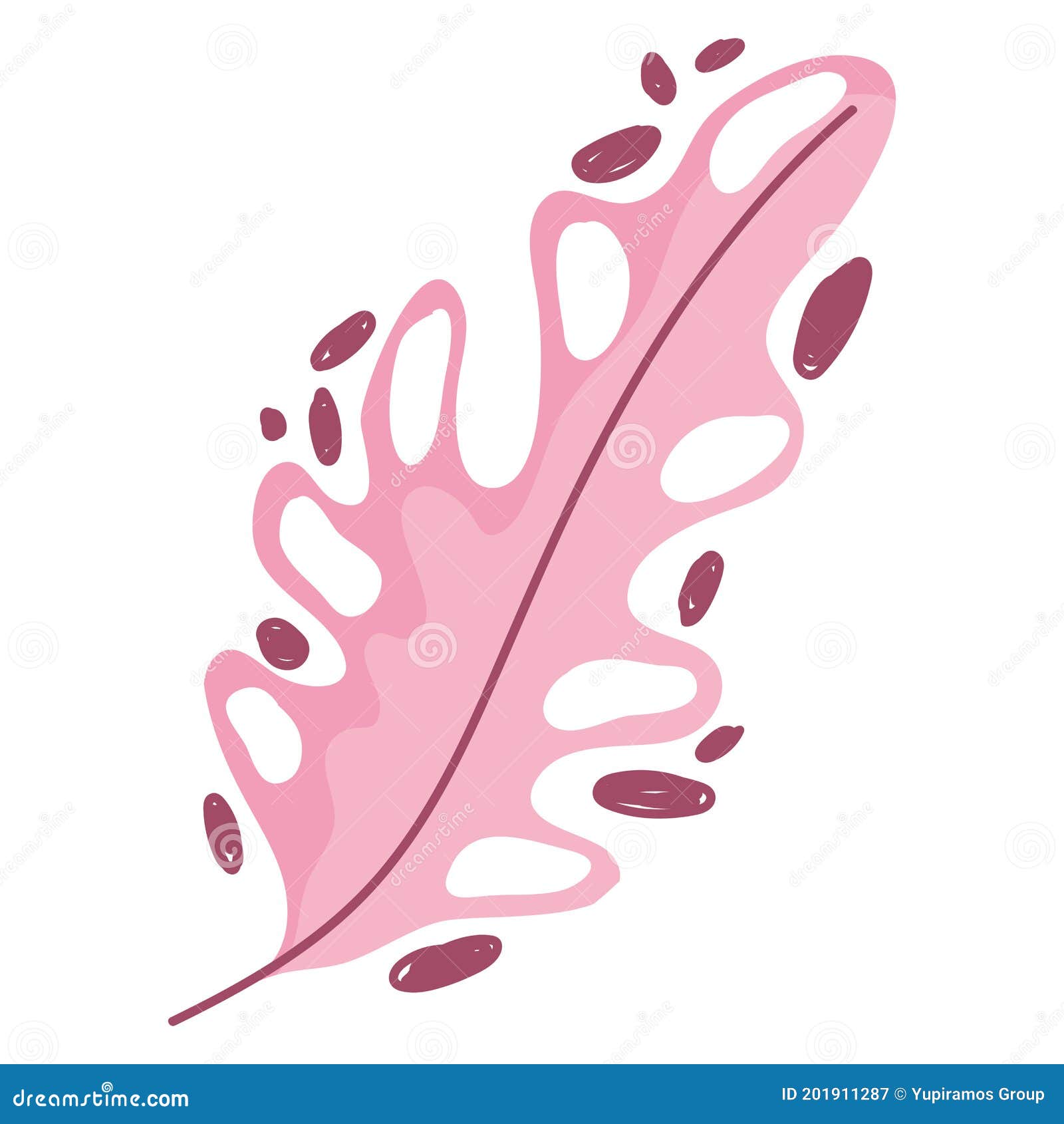 Pink Leaf Abstract Foliage Decoration Icon on White Background Stock ...