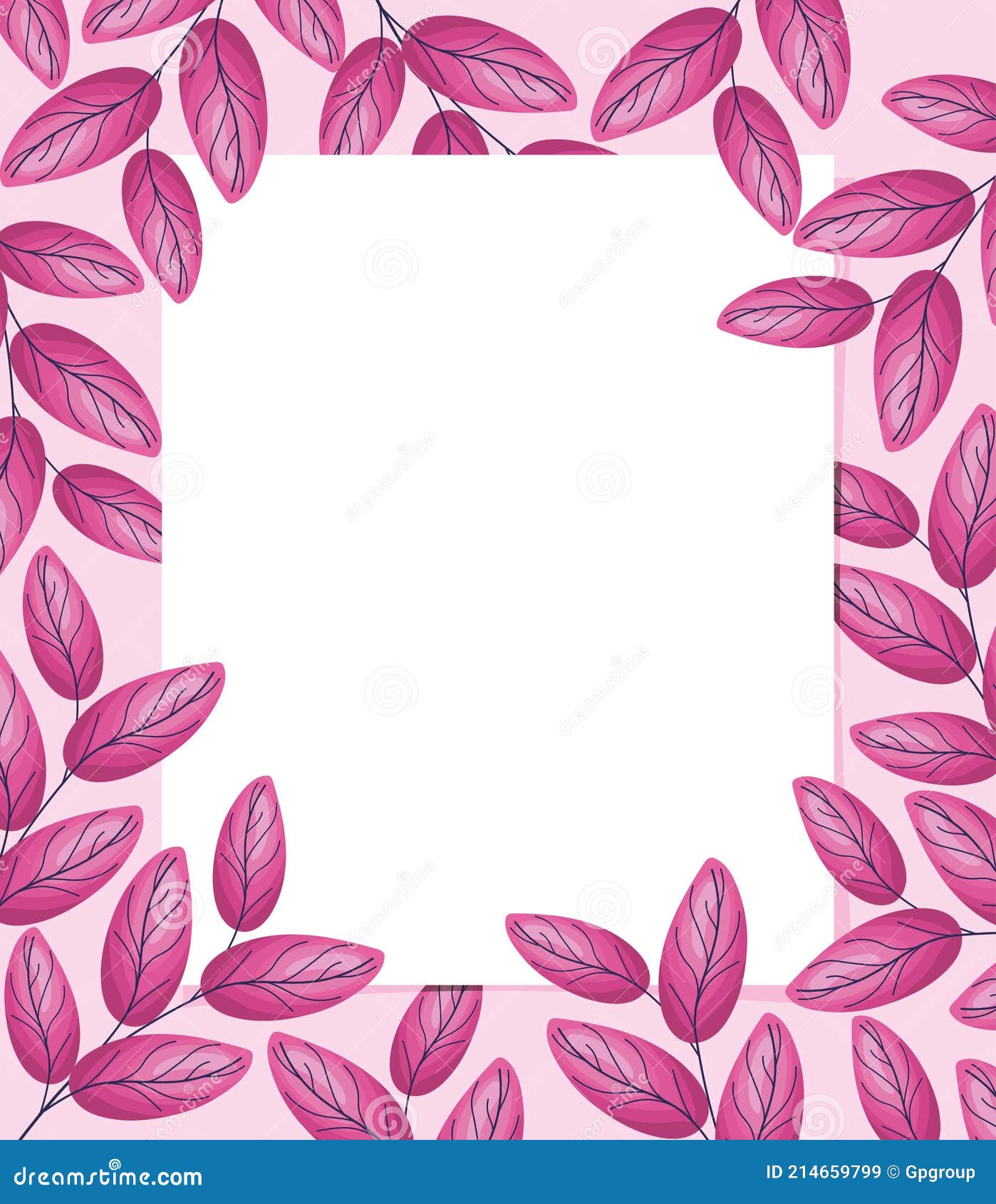 Pink leaves frame stock vector. Illustration of garden - 214659799
