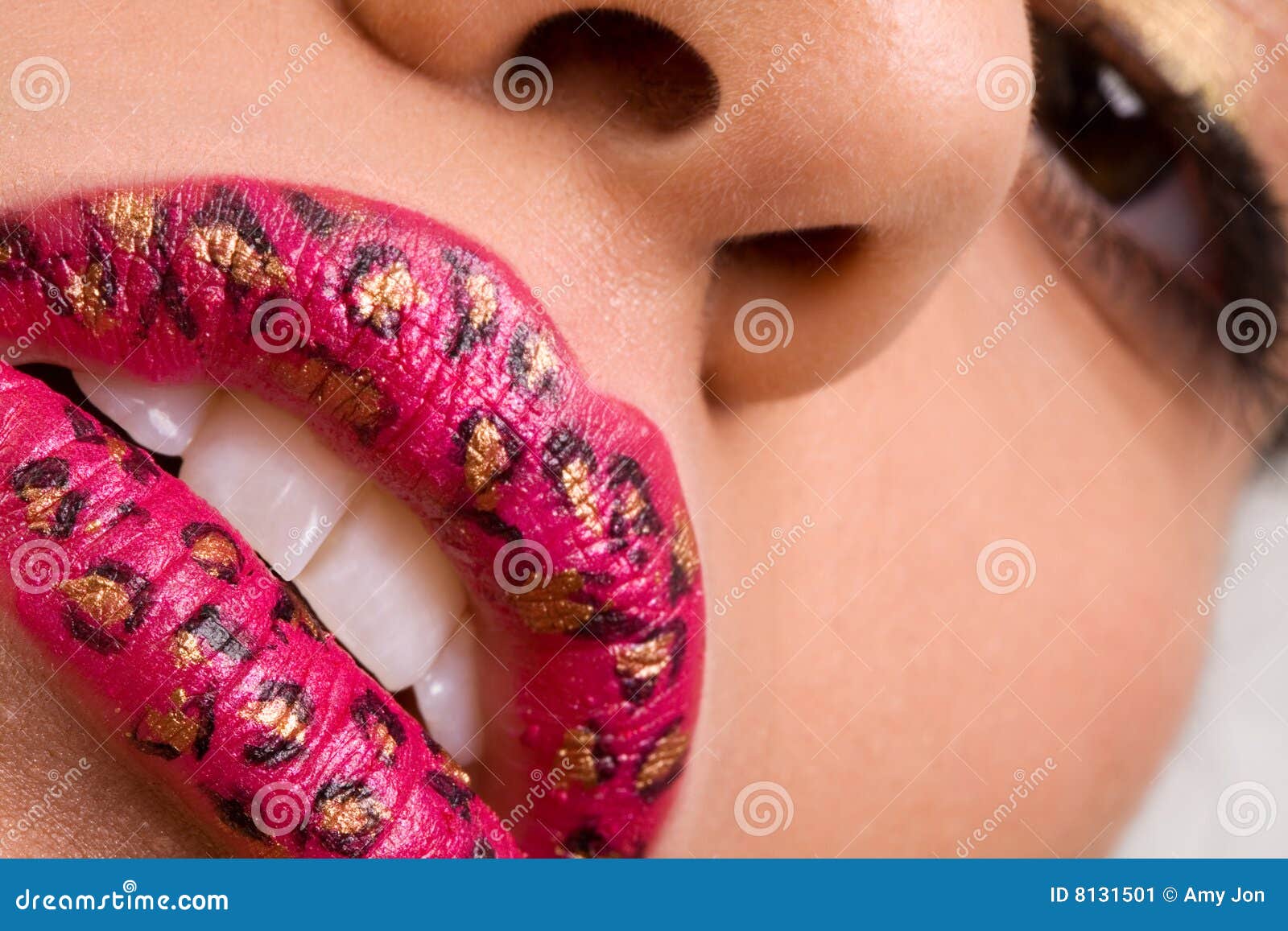 Pink Leopard Lipstick stock image. Image of woman, pucker - 8131501