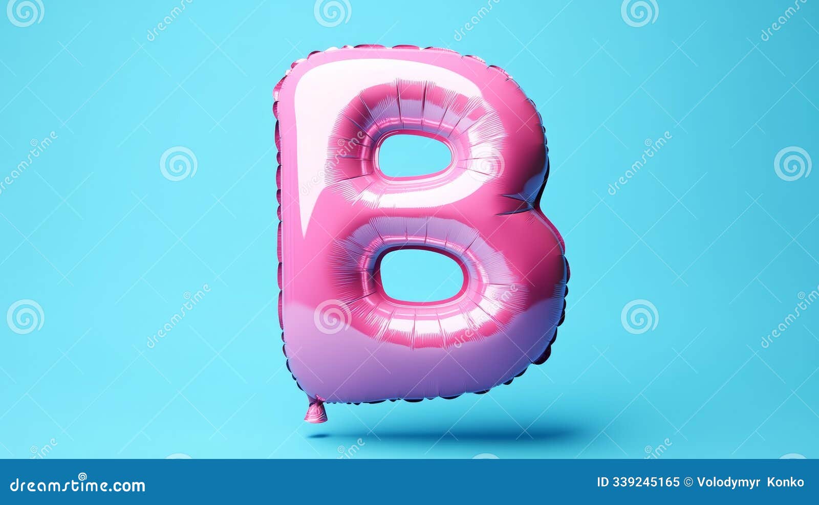 Pink Letter B Balloon on Blue Background Stock Image - Image of design ...