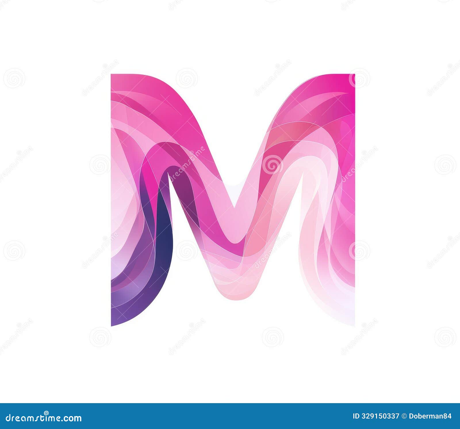 Pink Letter M Logo in Minimalistic Flat Style with Fluid Abstract Wave ...