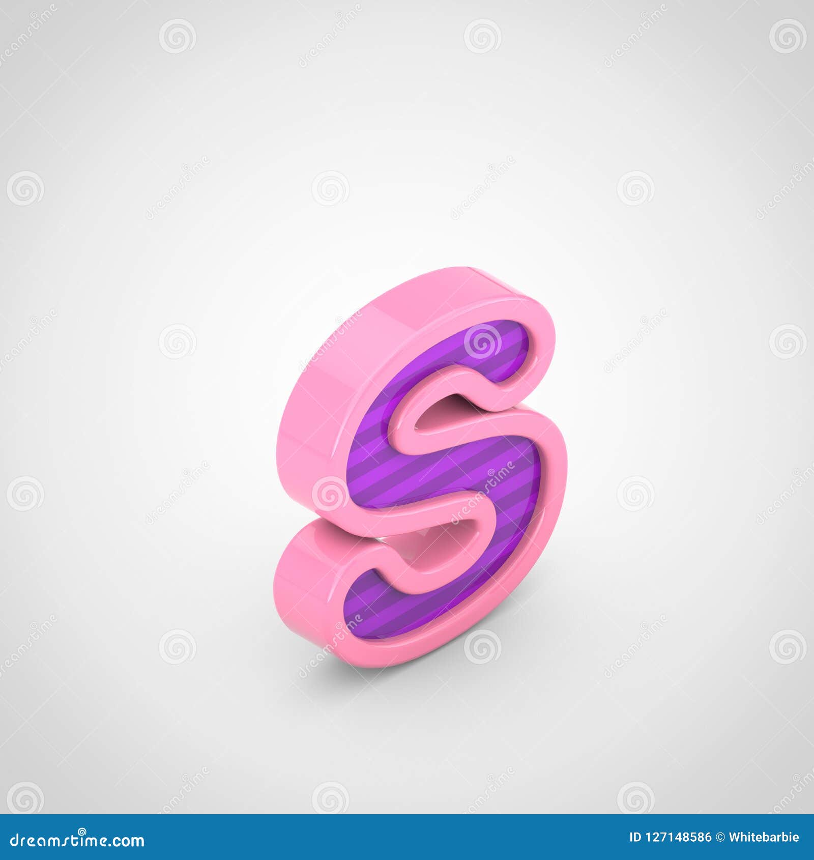 Pink Letter S Lowercase With Violet Stripes Isolated On White ...