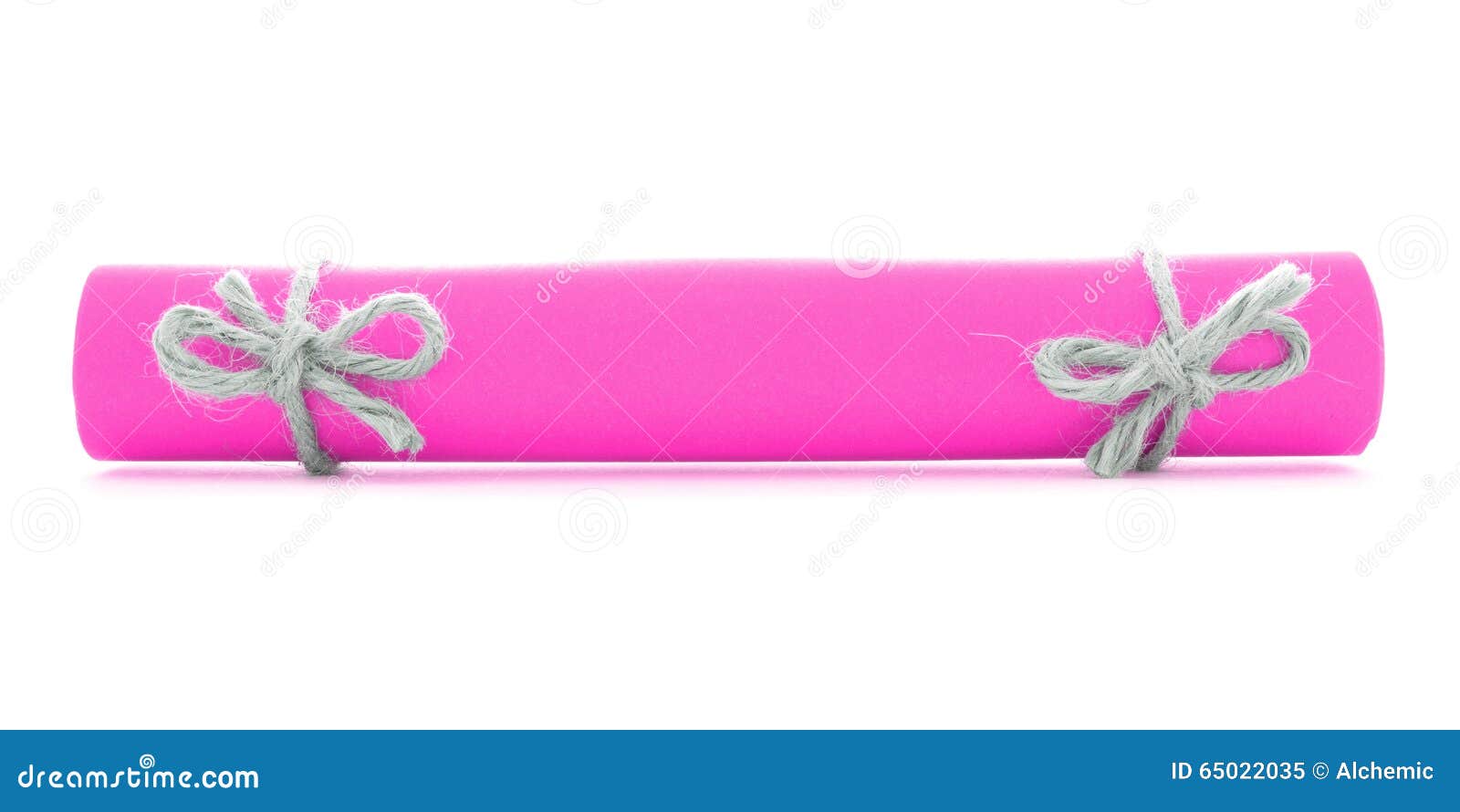 Pink Letter Scroll Tied with String, Two Natural Knots Isolated Stock ...