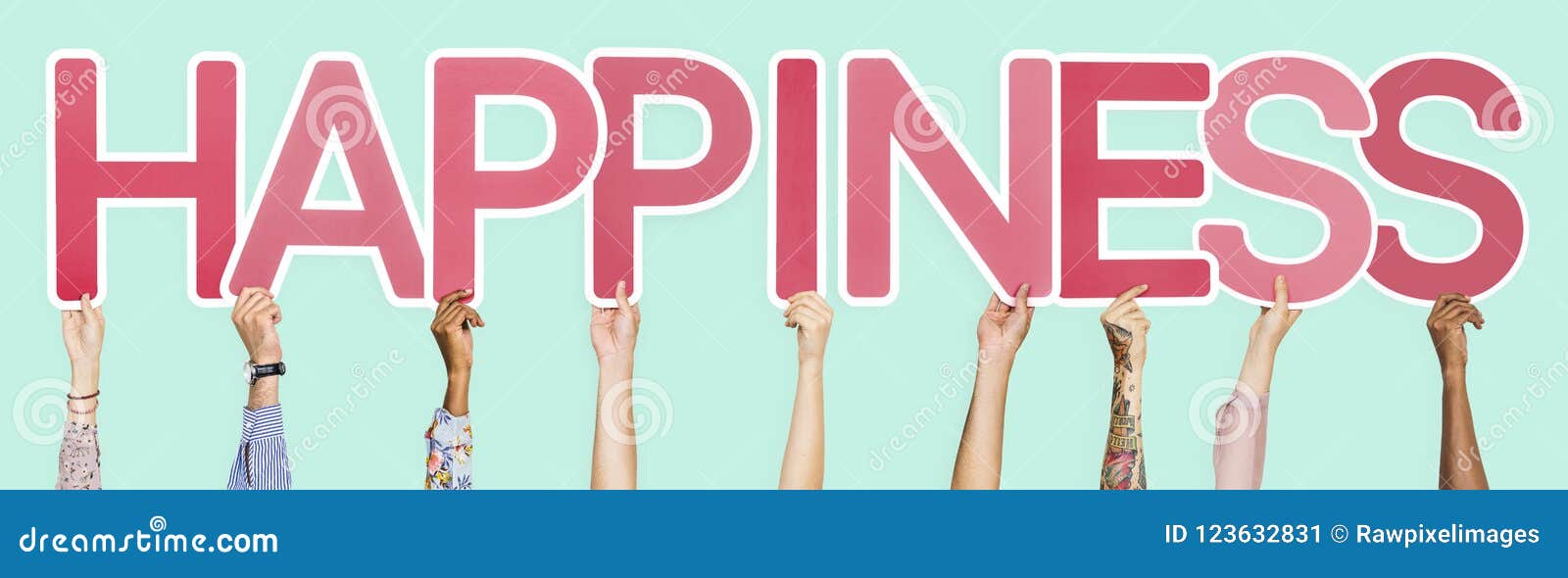Pink Letters Forming the Word Happiness Stock Image - Image of arms ...