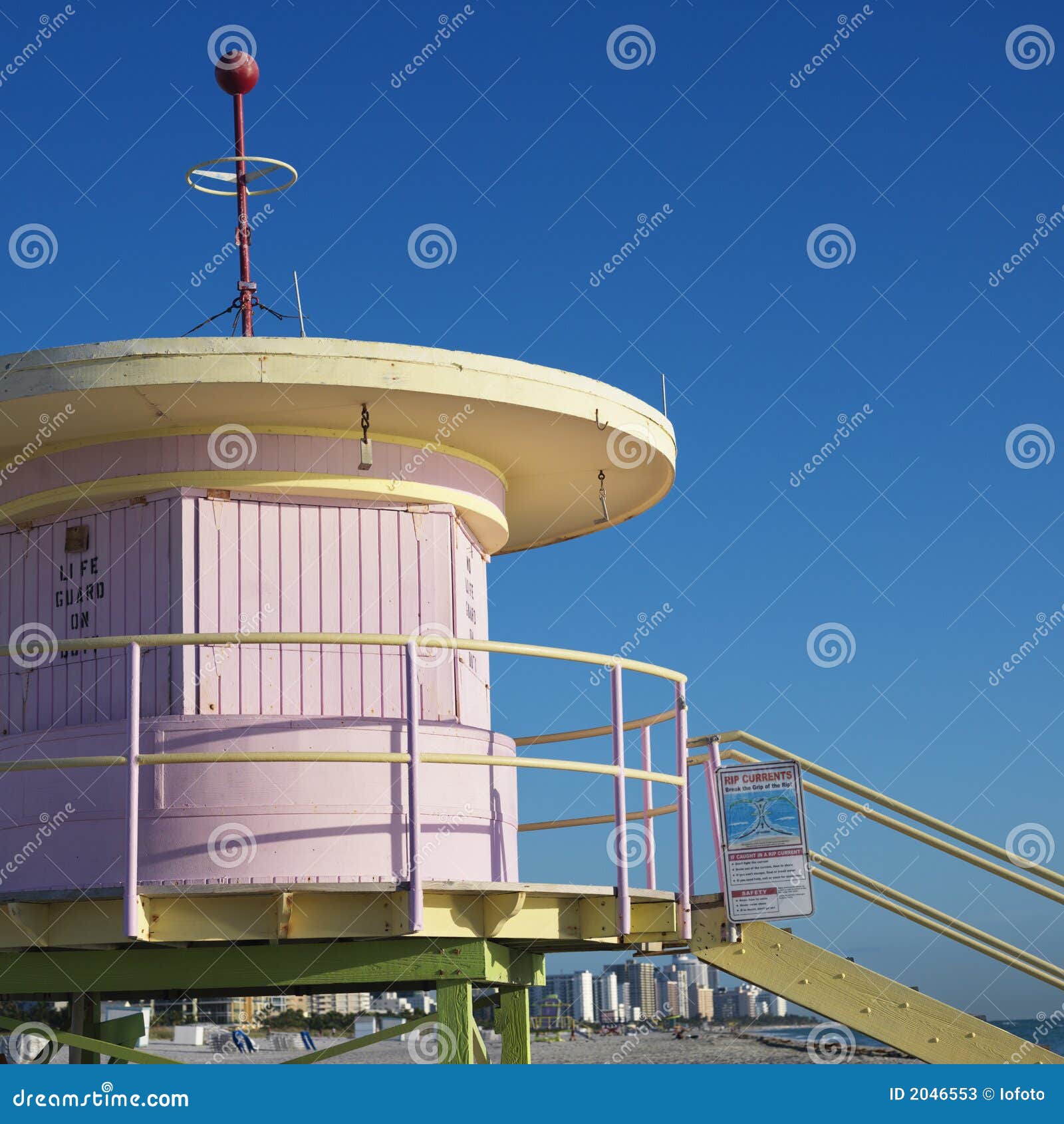 Pink lifeguard tower stock image. Image of sunshine, duty - 2046553