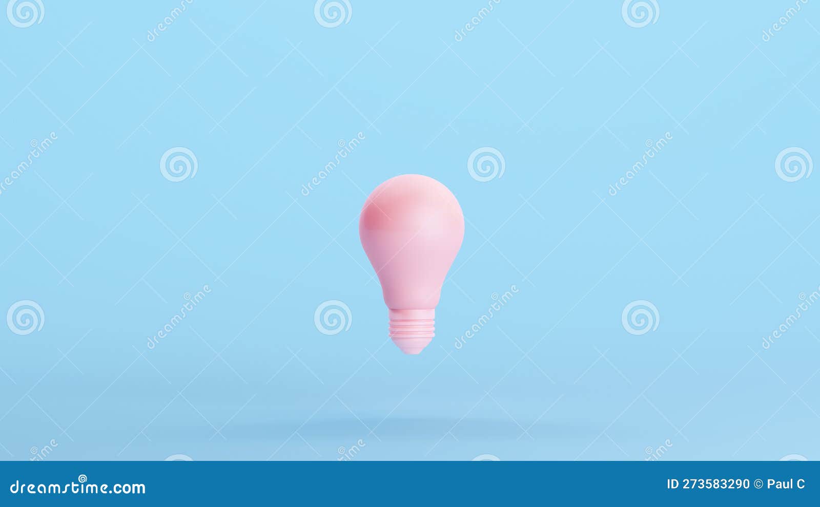 Pink Light Bulb Bright Soft Whimsy Kitsch Blue Background Stock ...