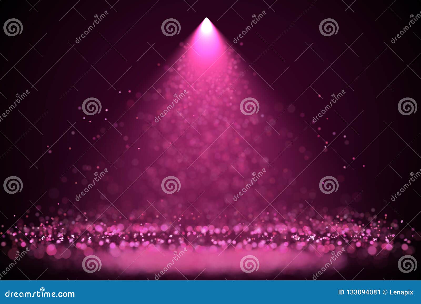 Pink Light Spotlight with Falling Glowing Sparkles Stock Illustration ...