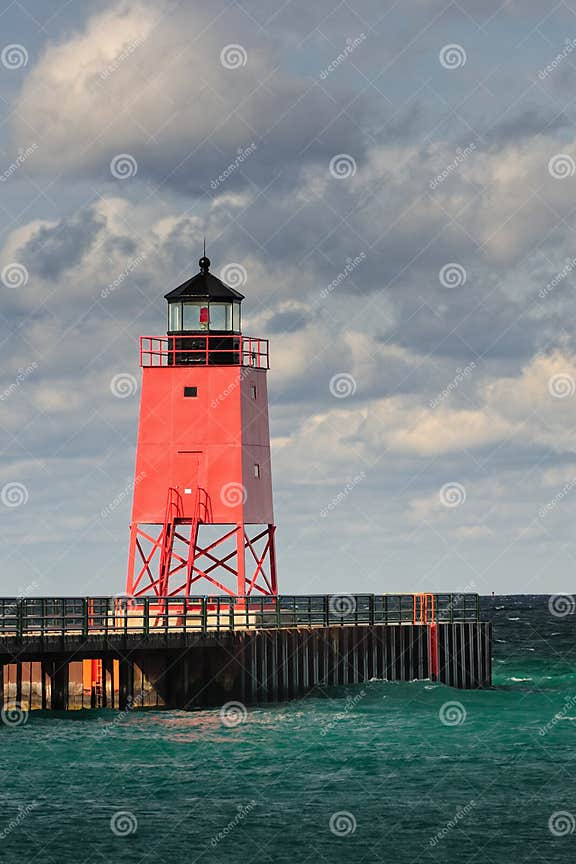 Pink lighthouse stock image. Image of lighthouse, pier - 16635609