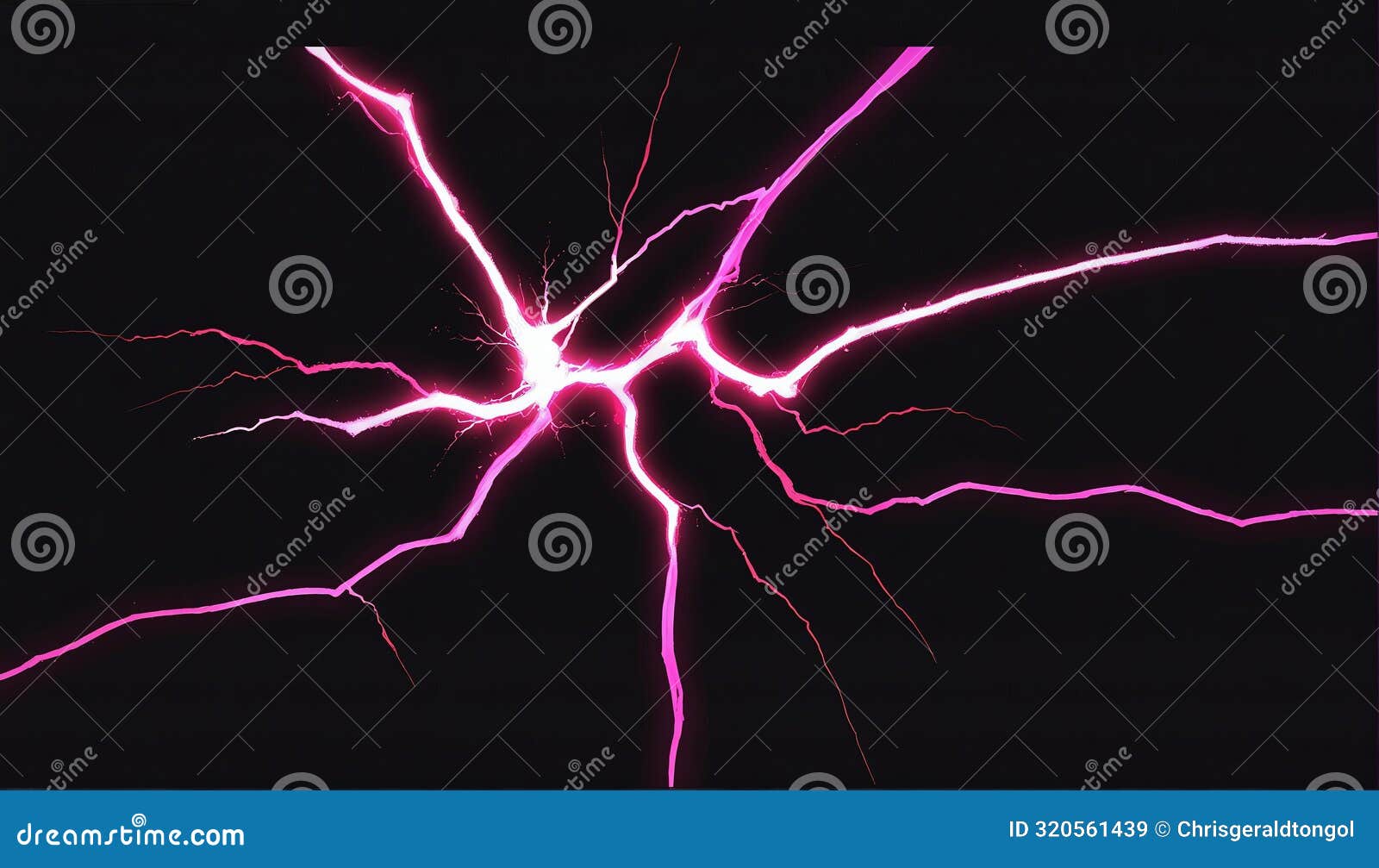 Pink Lightning Impact Effect on Plain Black Ai Generated Stock ...