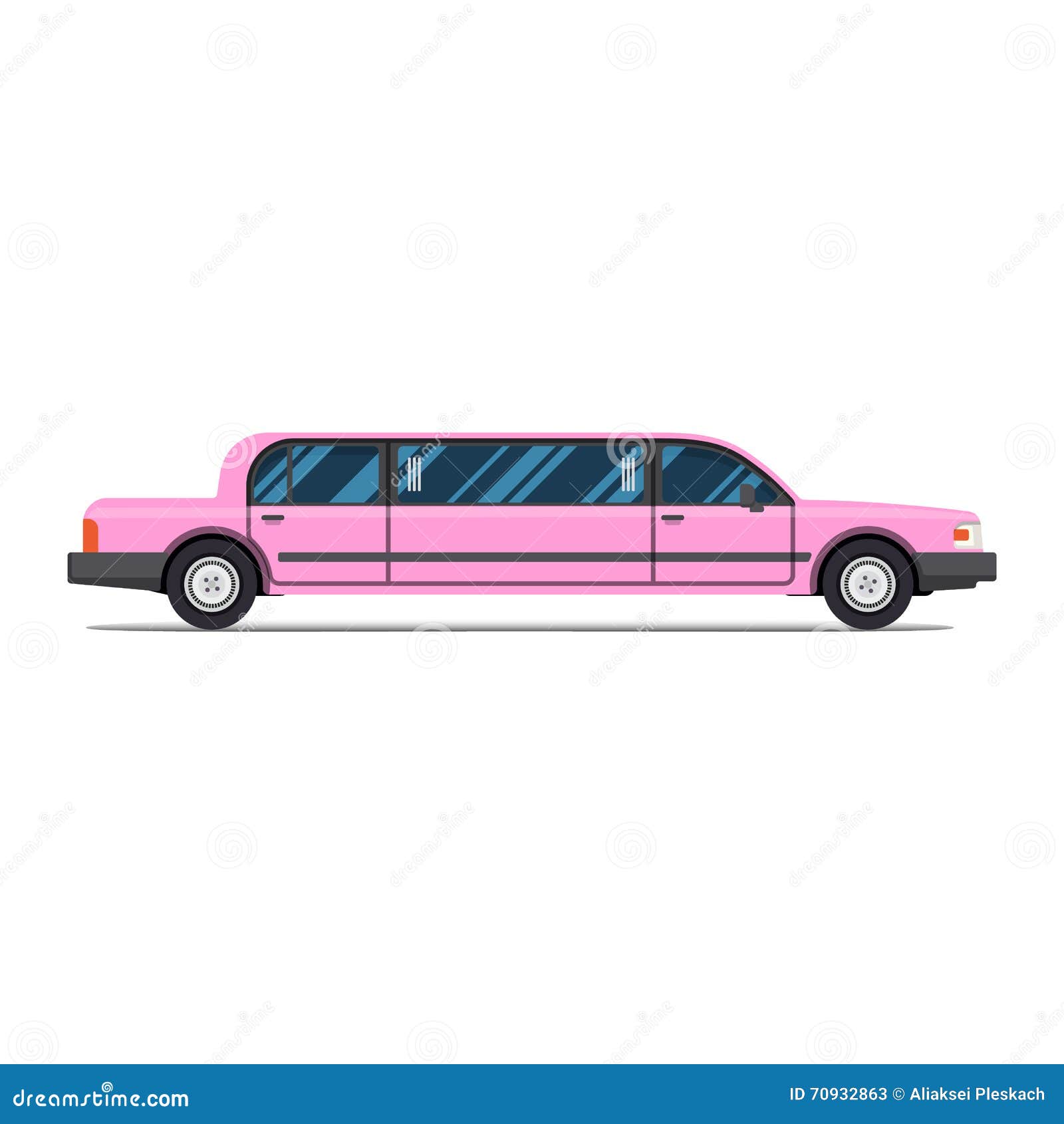 Pink Limo. Limousine. Flat Vector Illustration. Luxary Vehicle. Side ...
