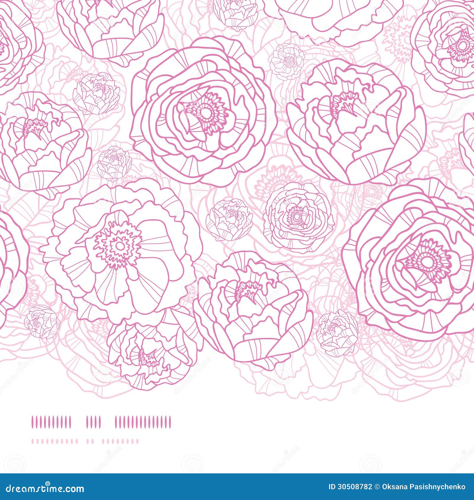 Pink Line Art Flowers Horizontal Seamless Pattern Stock Vector ...