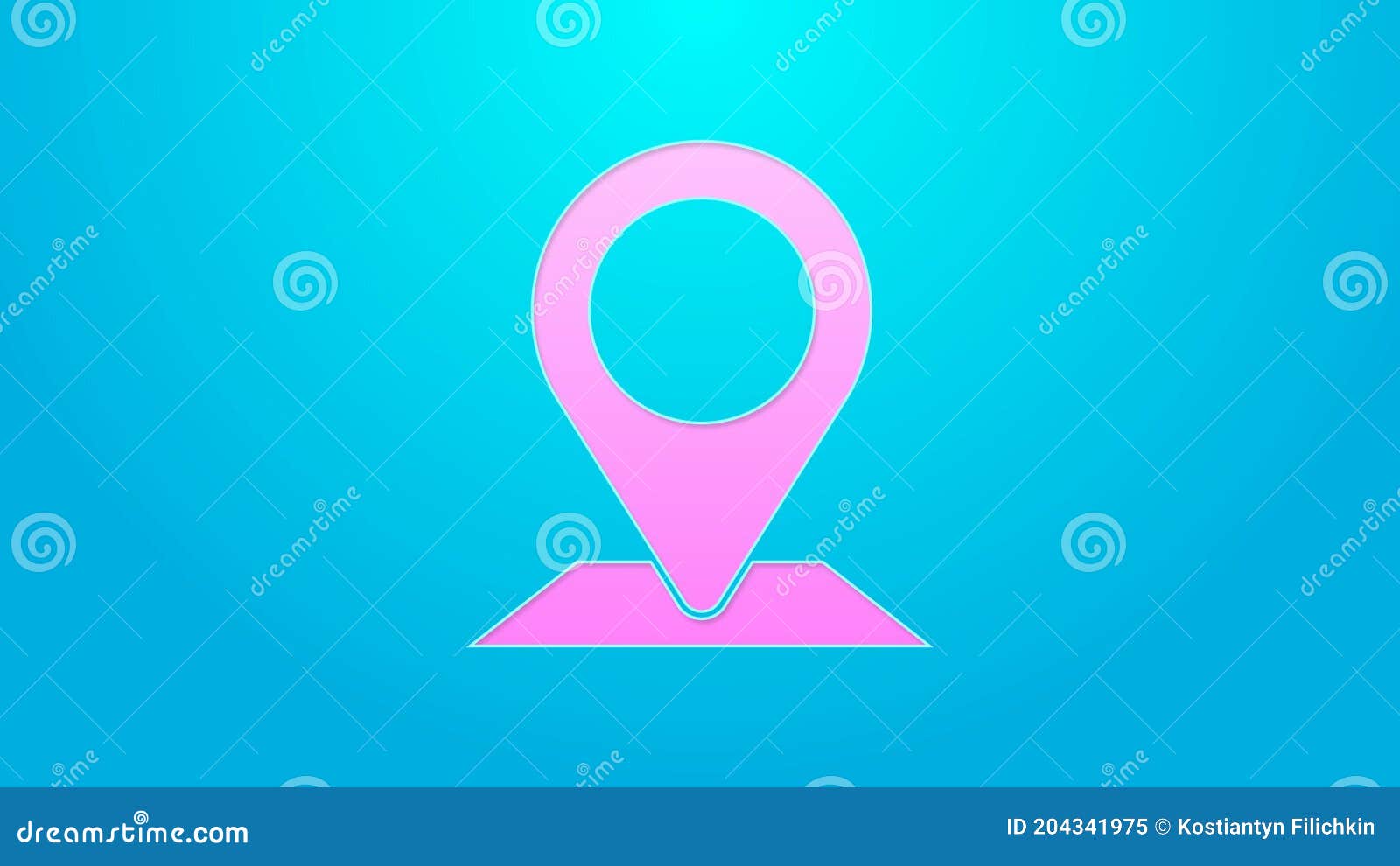 Pink Line Map Pin Icon Isolated on Blue Background. Navigation, Pointer ...