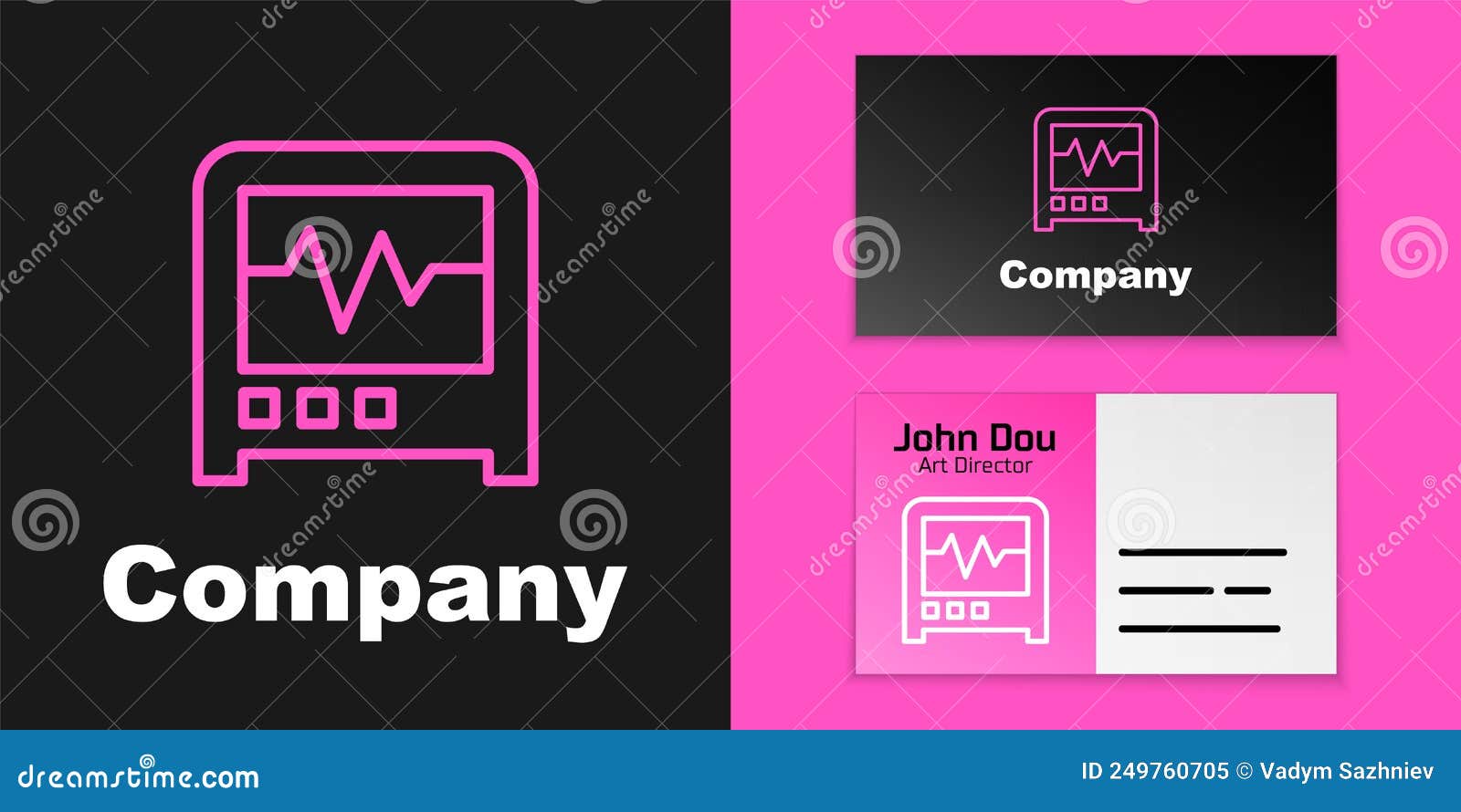 Pink Line Seismograph Icon Isolated on Black Background. Earthquake ...