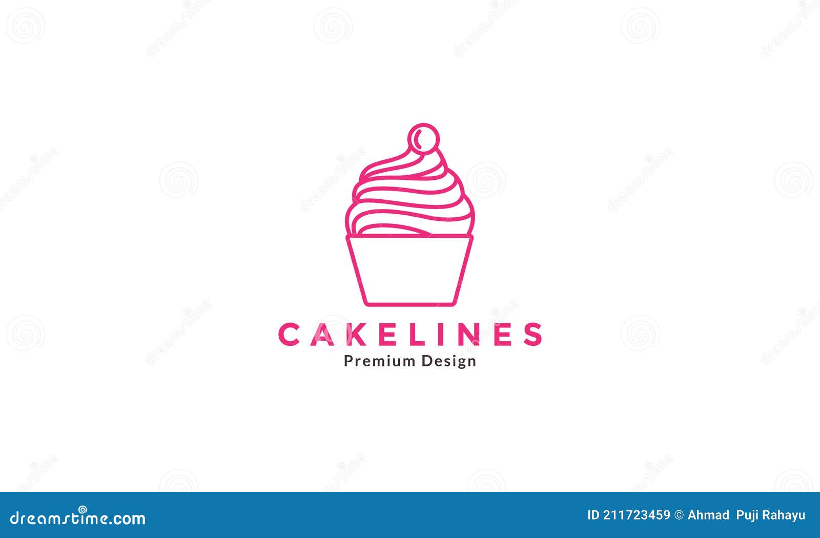 Pink Lines Cupcake Logo Design Vector Icon Symbol Illustration Stock ...