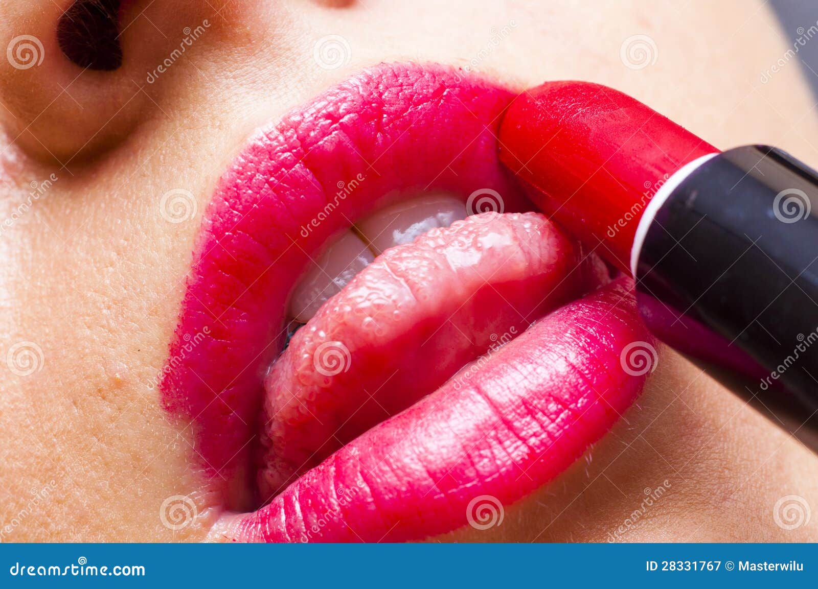 Pink lips stock image. Image of mouth, femininity, girl - 28331767