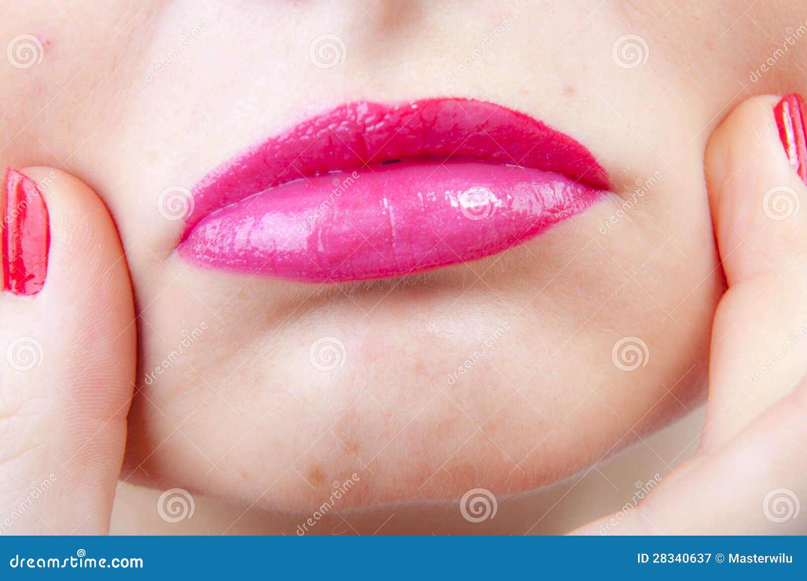 Pink lips stock image. Image of female, fashion, pretty - 28340637
