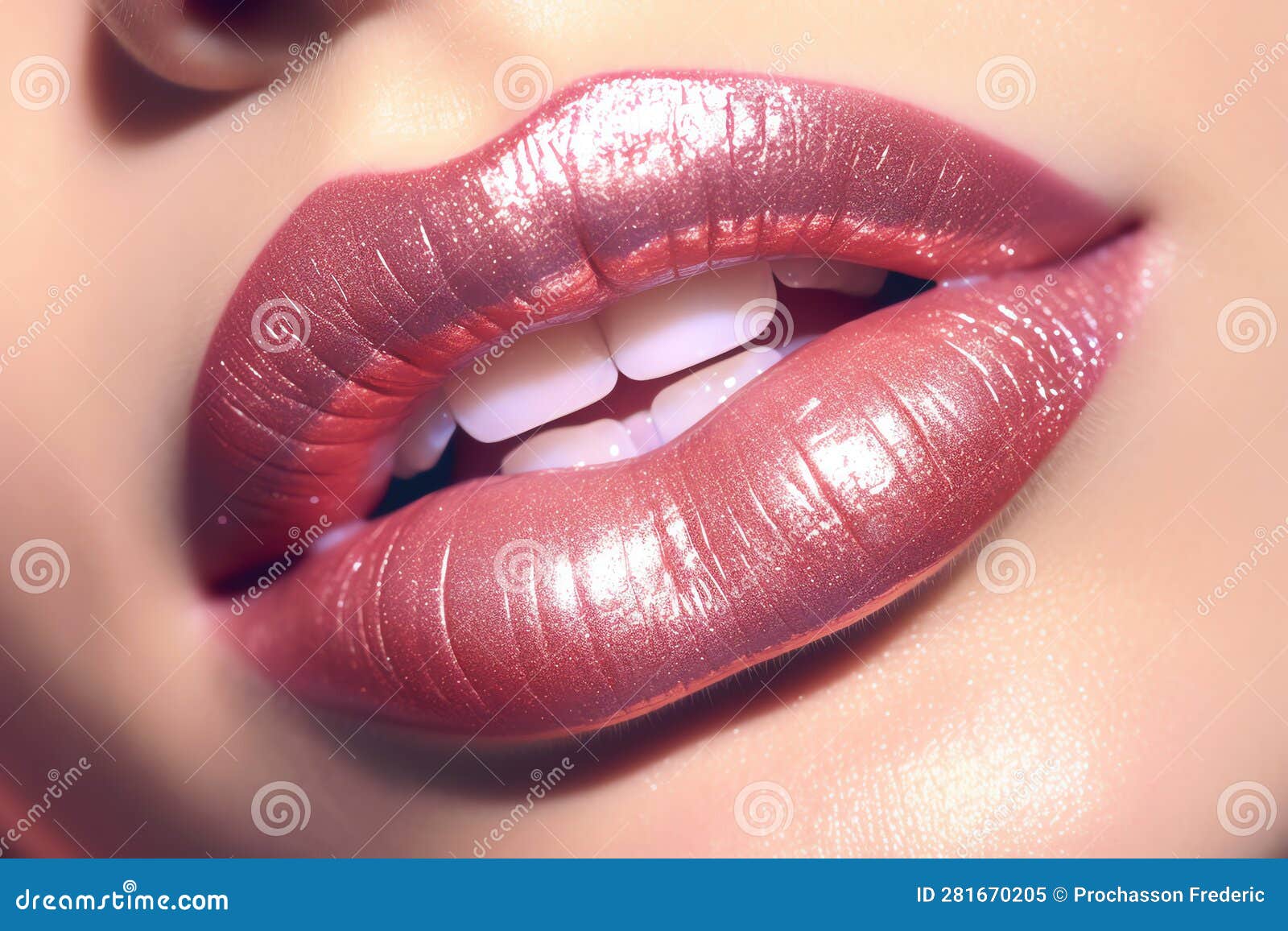 Pink lips, AI generated stock illustration. Illustration of lipstick ...
