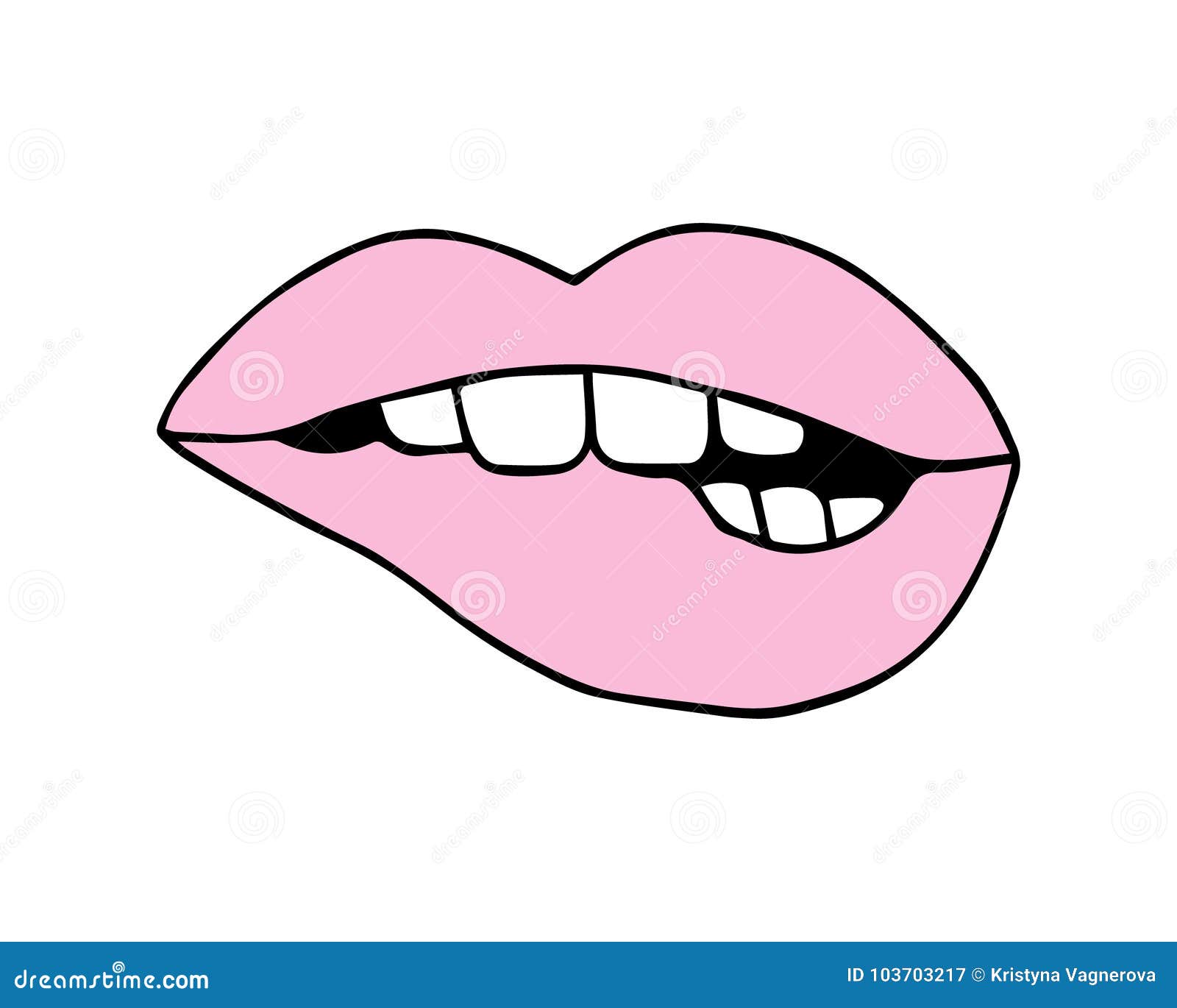 Pink Biting Lips with Teeth Stock Vector - Illustration of sticker ...