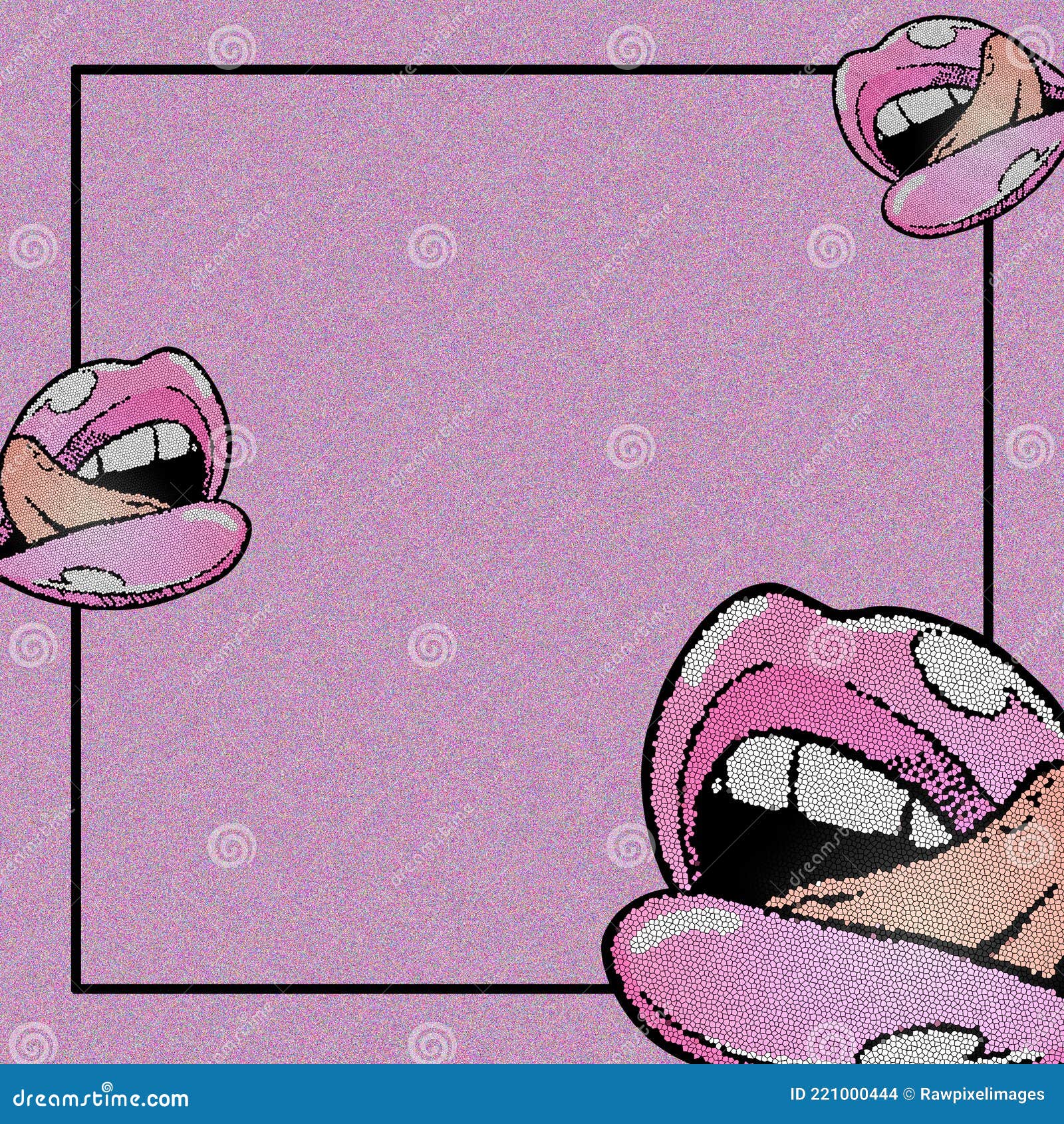 Pink Lips on Frame Design Resource Stock Illustration - Illustration of ...