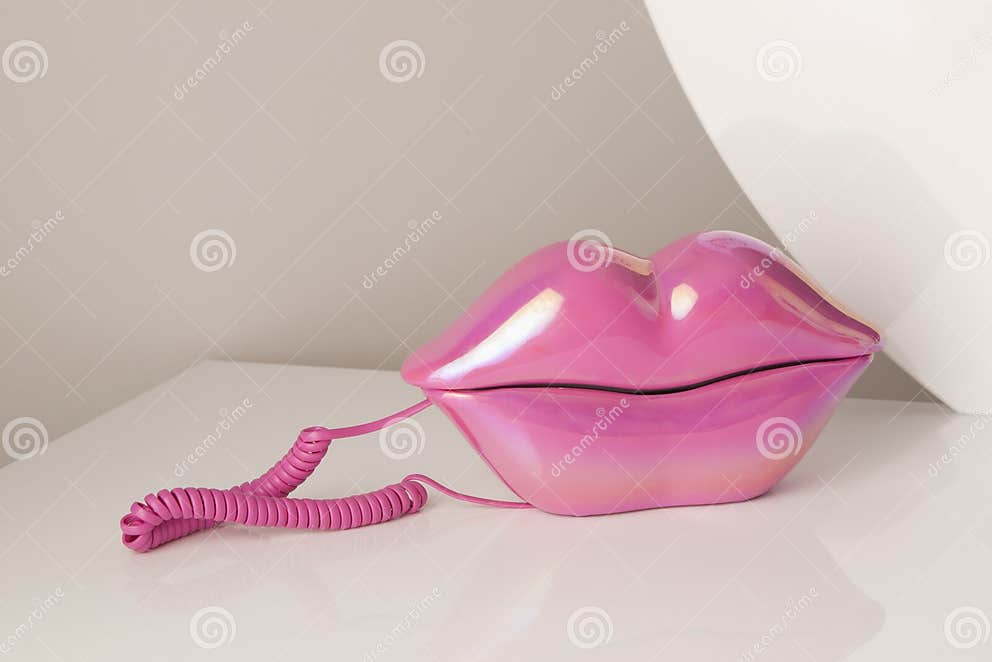 Hot pink lips telephone stock image. Image of shaped - 24337923