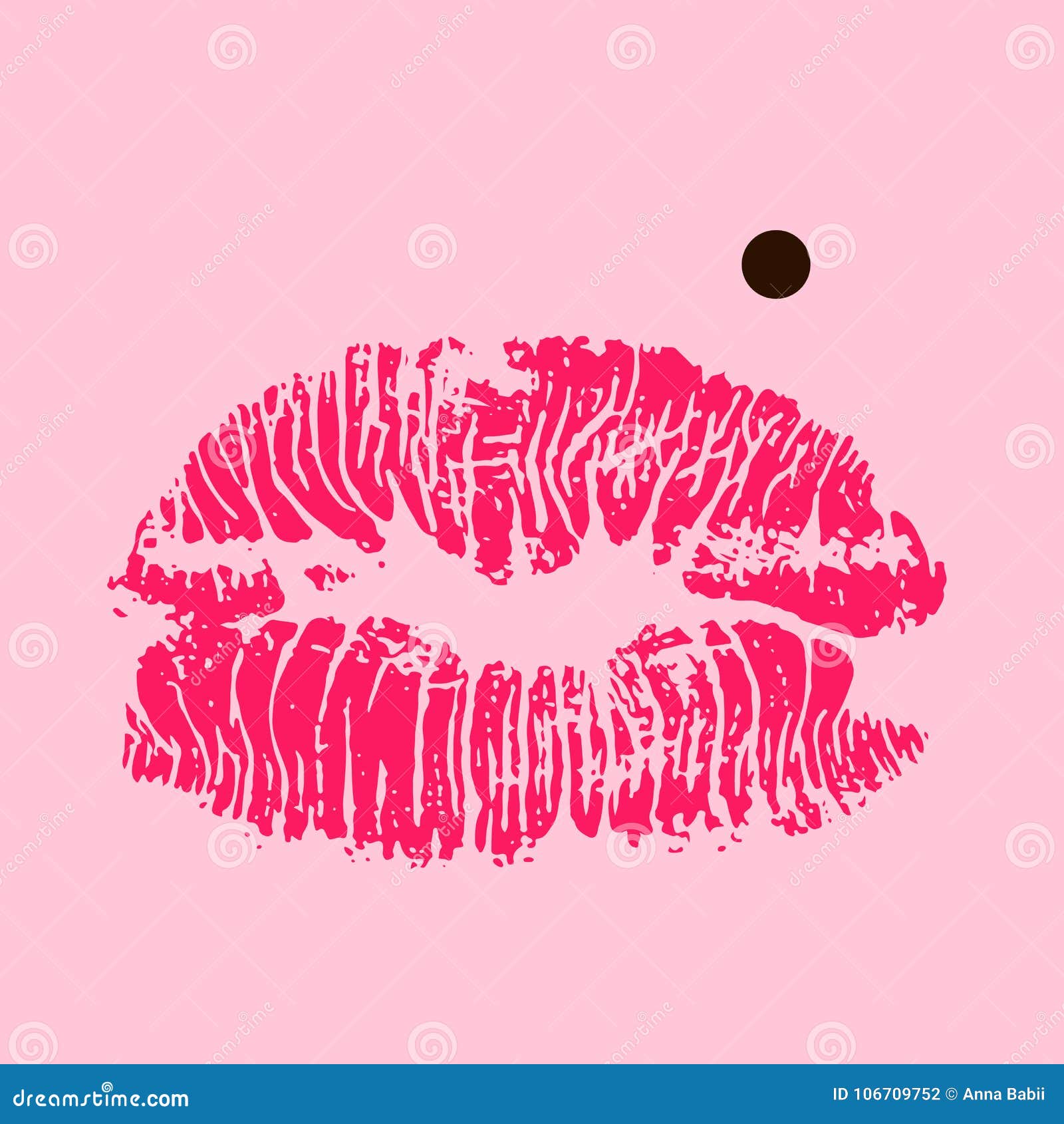 Pink Lips Track Print. Stamp of Mouth. Vector Illustration. Stock ...