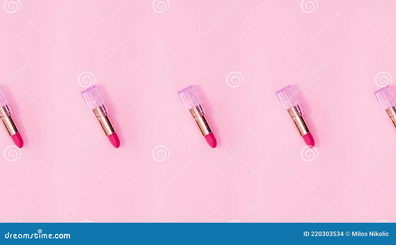 Pink Lipsticks Rotate on Bright Pink Background. Stop Motion Stock ...