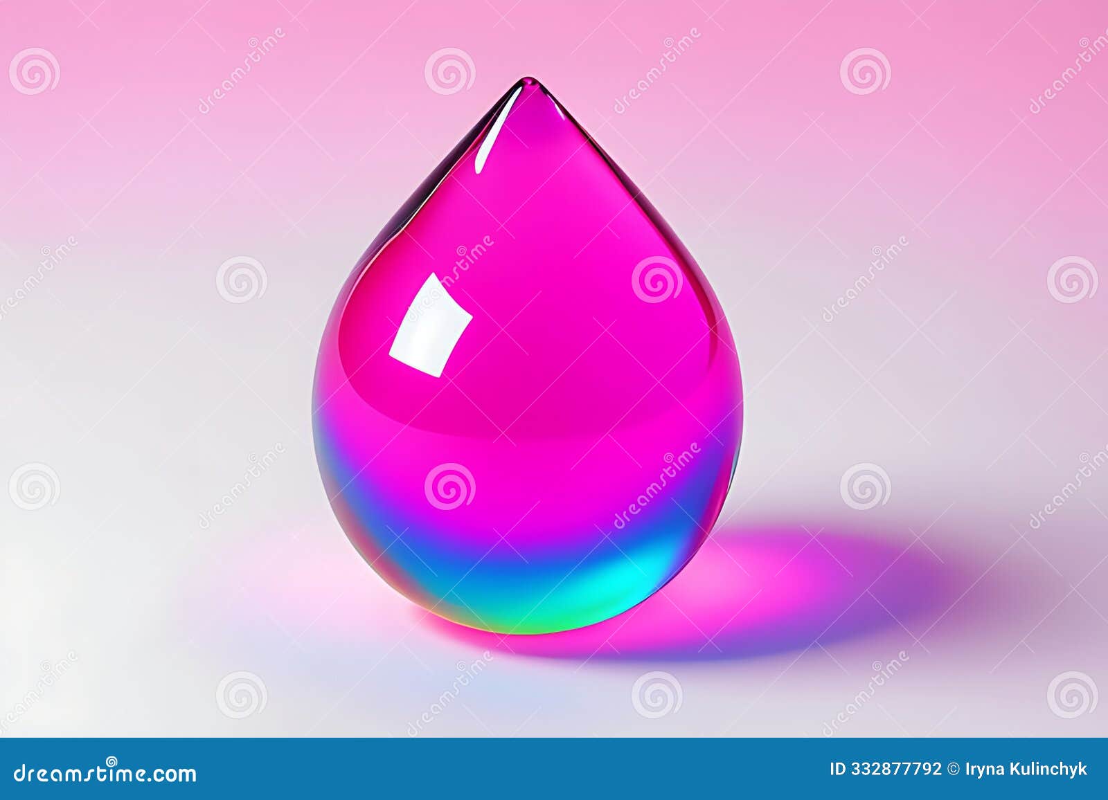 Pink Liquid Fluorescent Iridescent Droplet Isolated on Gradient ...