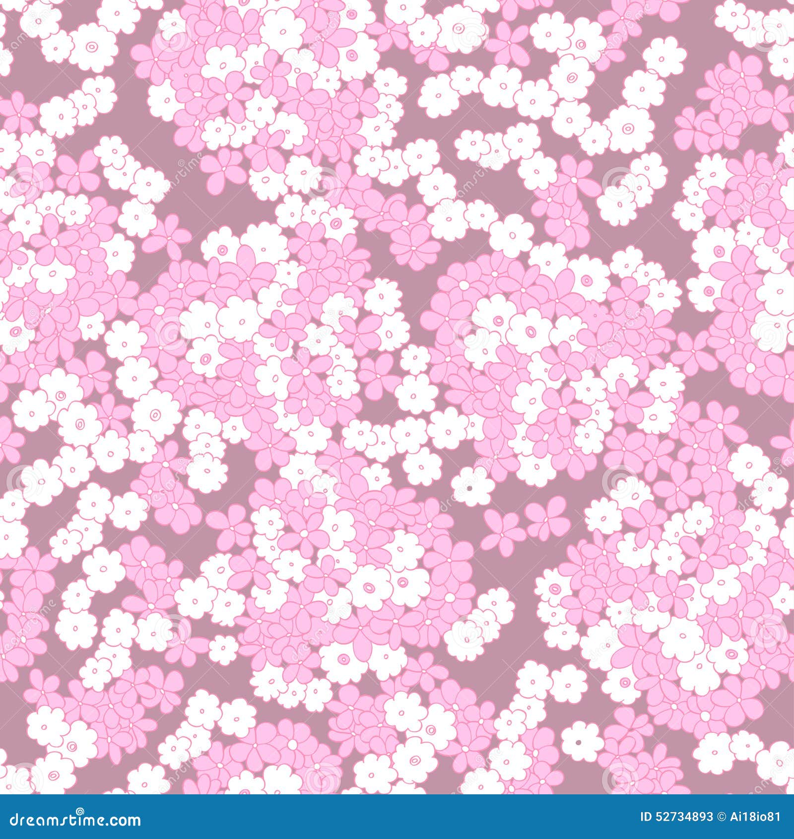 Pink Little Flowers Seamless Pattern. Stock Vector - Illustration of ...