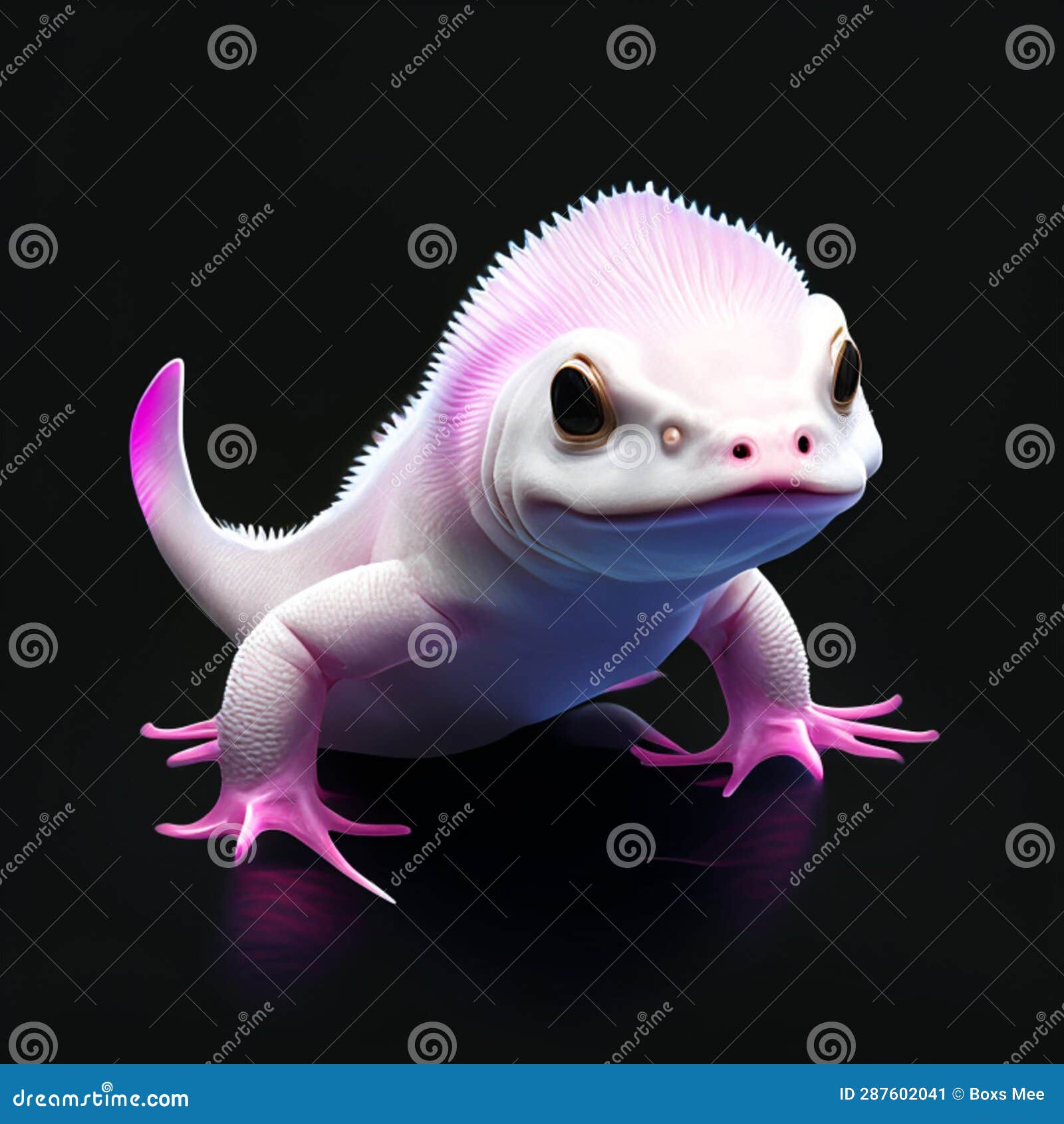 Pink Lizard on a Black Background. 3d Rendering, 3d Illustration Stock ...