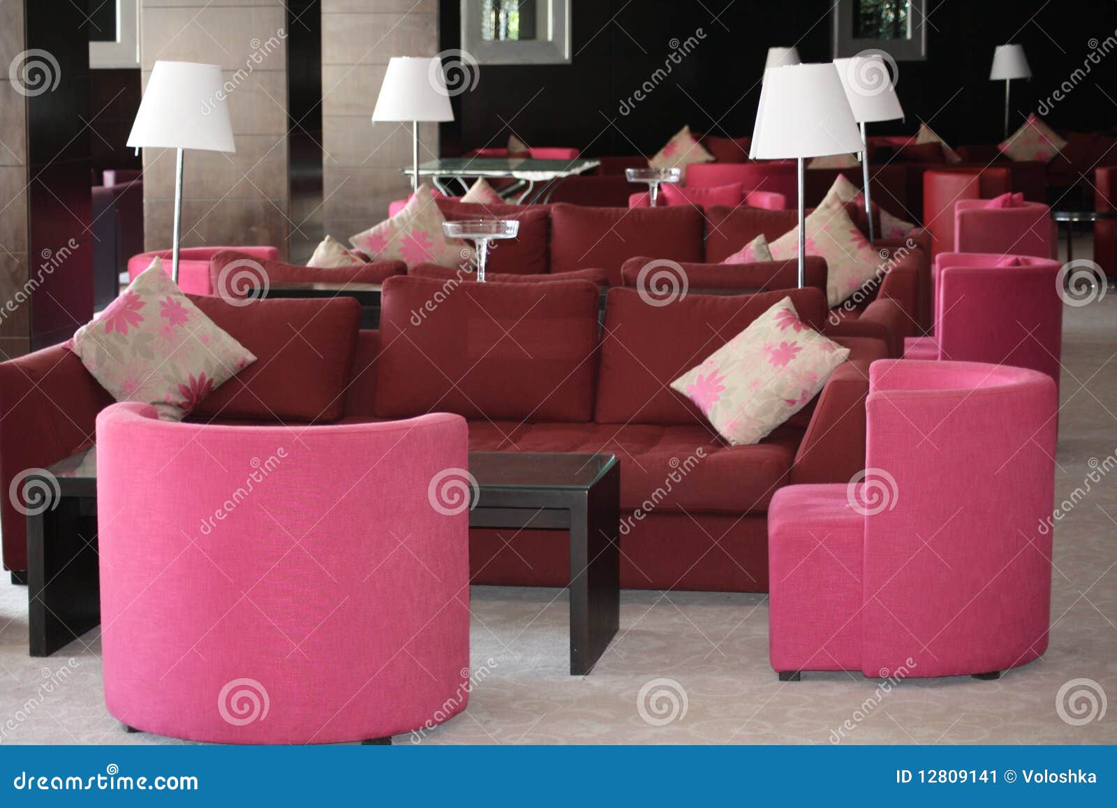 Pink lobby stock image. Image of hotel, resort, cosy - 12809141