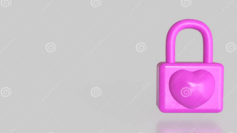 The Pink Lock for Security Concept 3d Rendering Stock Illustration ...