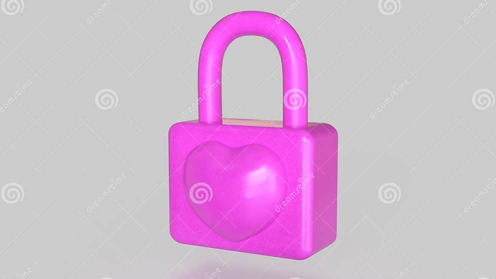 The Pink Lock for Security Concept 3d Rendering Stock Illustration ...
