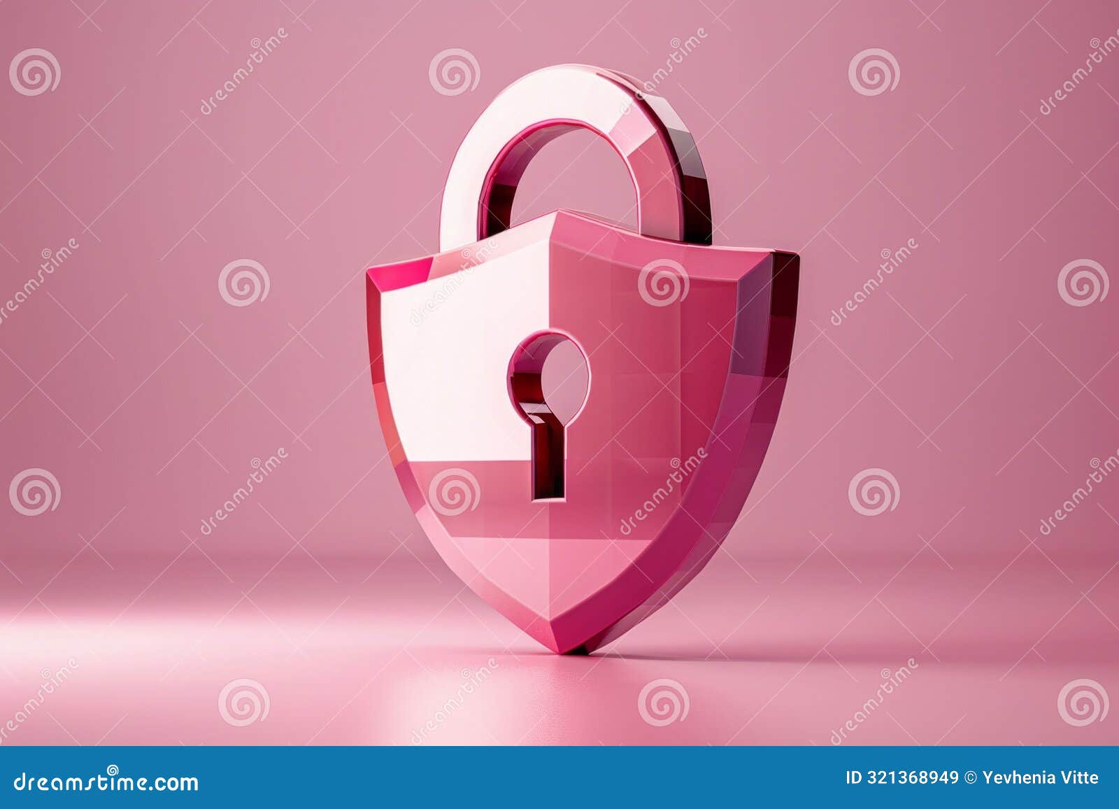 Pink Lock with Shield on Pink Background. Generative Ai Stock ...
