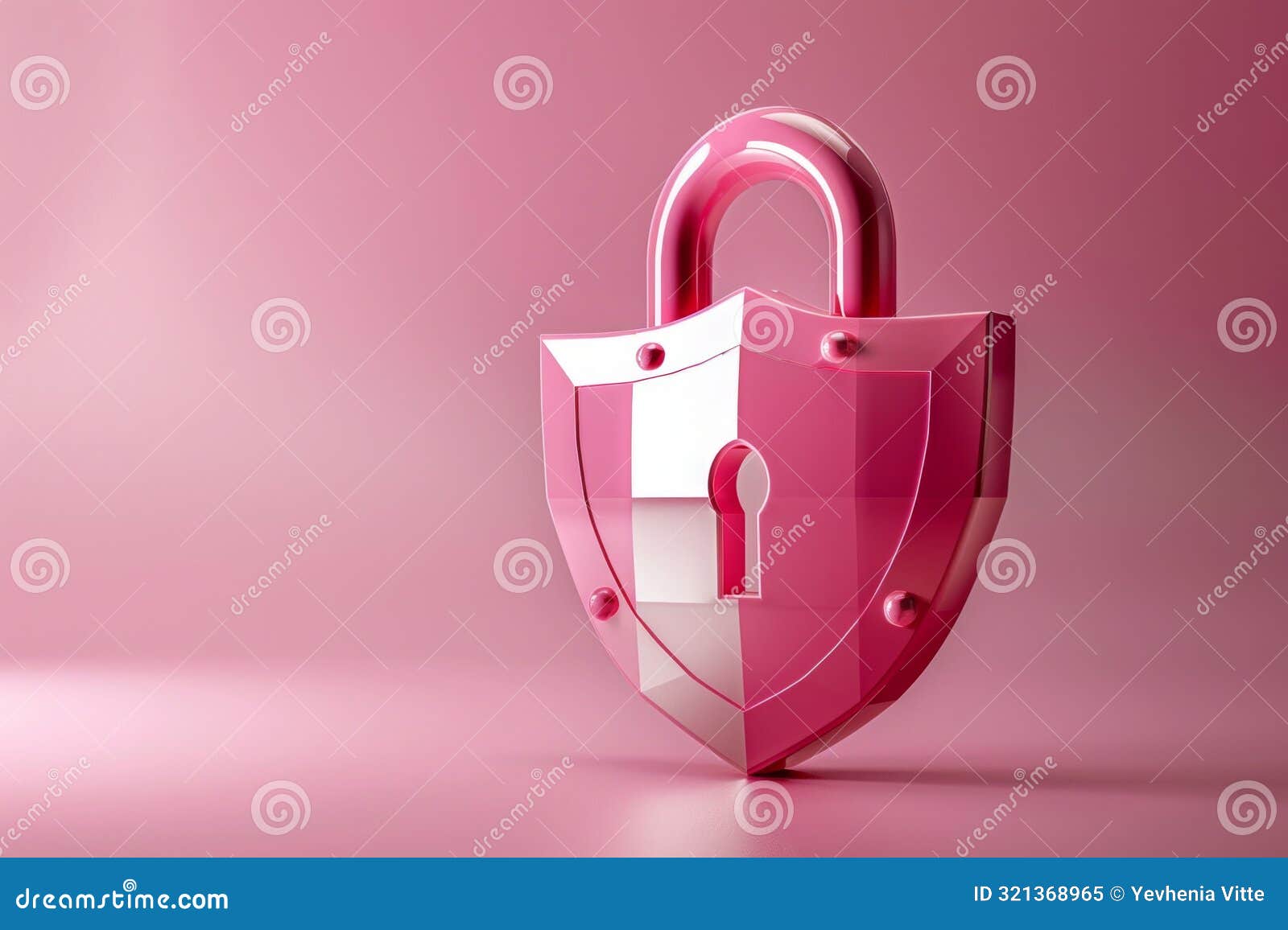 Pink Lock with Shield on Pink Background. Generative Ai Stock ...