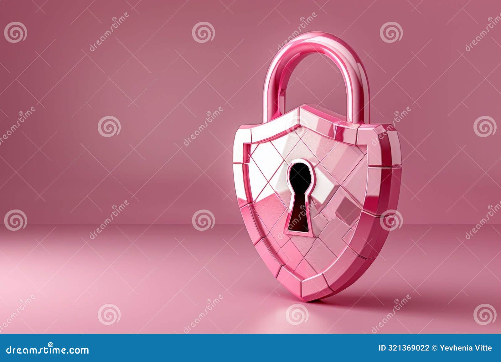 Pink Lock with Shield on Pink Background. Generative Ai Stock ...